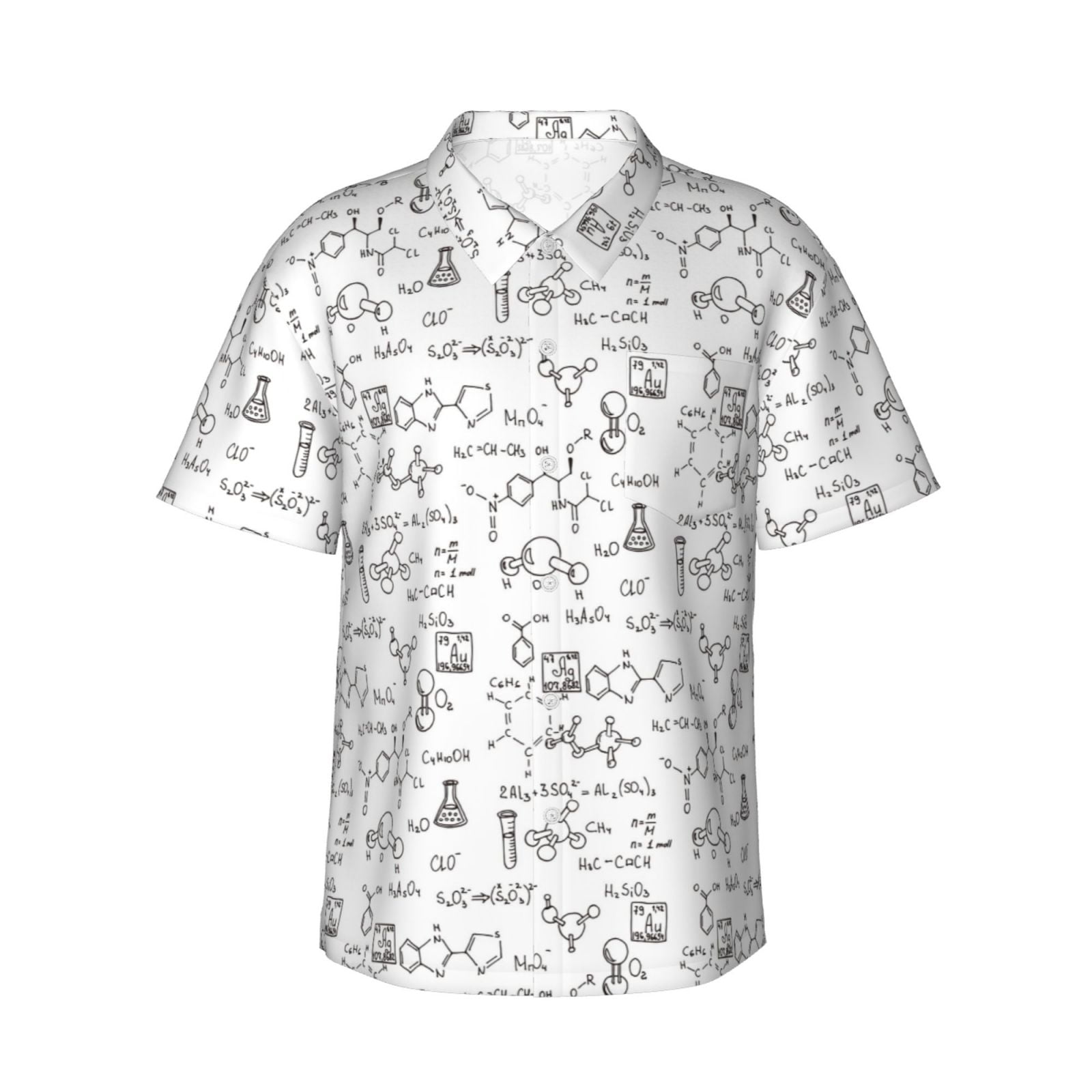 Gukieu Chemical Formulas Print Men's Short-sleeved Shirts, Button-down ...