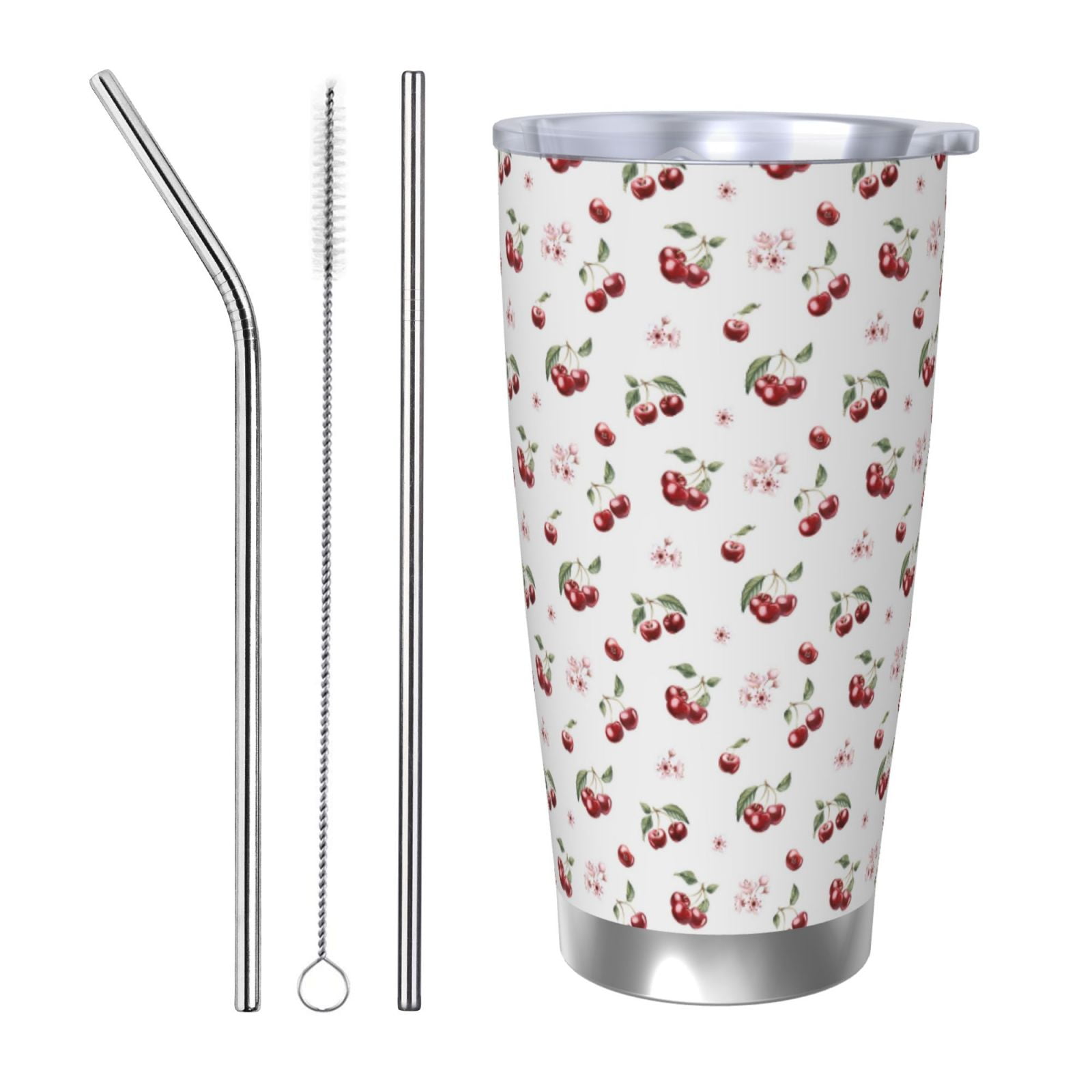 Gukieu Cherry Berries Print 20OZ Car Cup, Vacuum Stainless Steel Leak ...