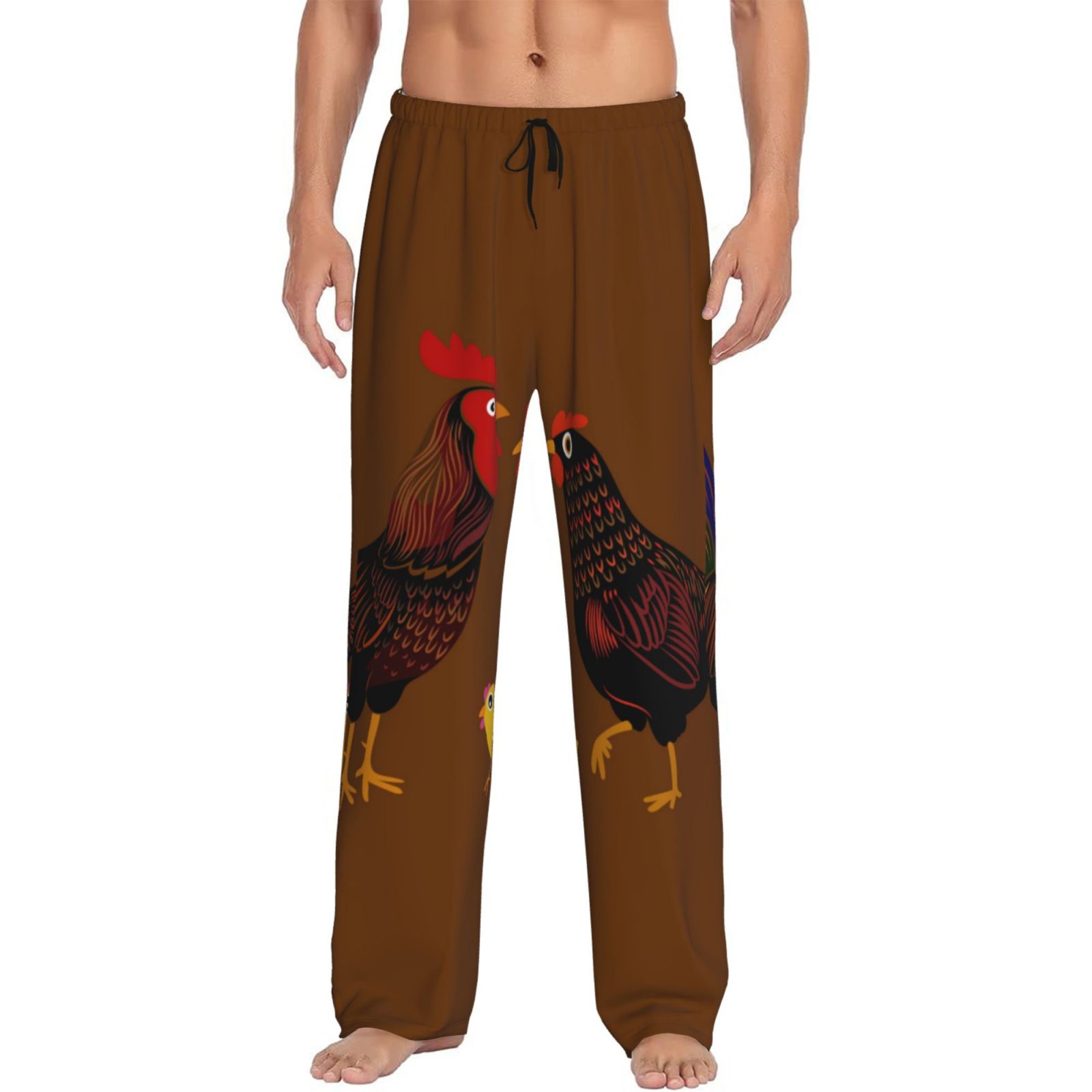 Gukieu Chicken Farm Animal Print Men's Home Trousers, Elastic ...