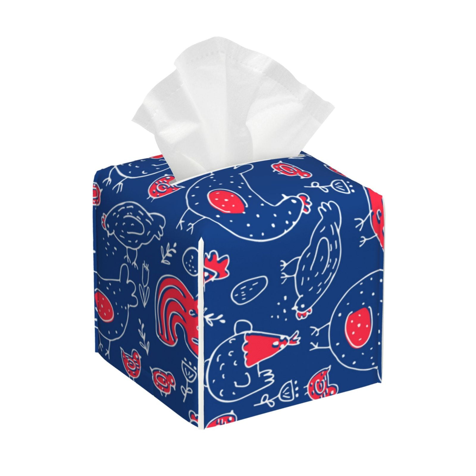 Gukieu Chicken and Rooster Print Leather Tissue Box, PVC Waterproof ...
