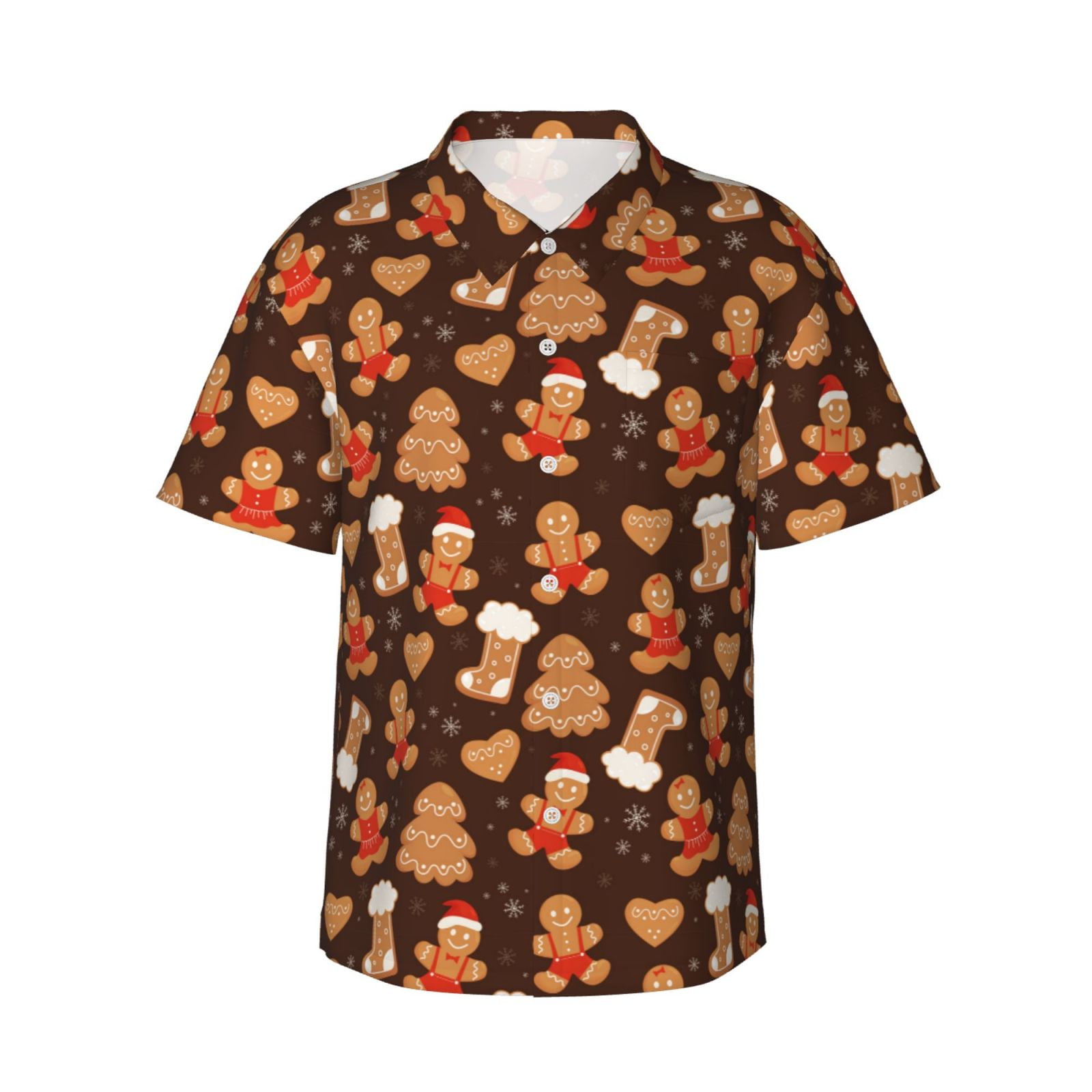 Gukieu Christmas Gingerbread Cookies Print Men's Short-sleeved Shirts ...