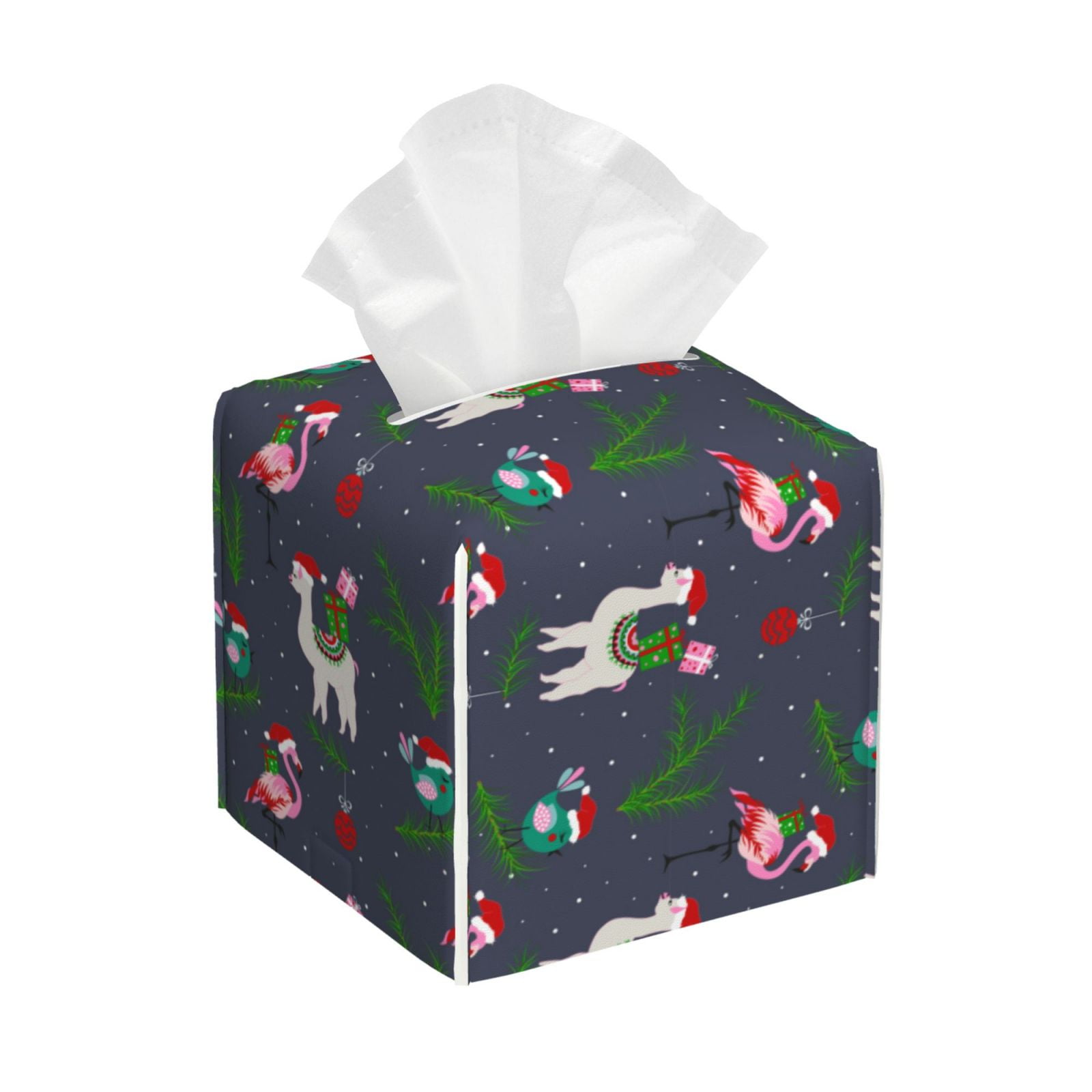 Gukieu Christmas Party Print Leather Tissue Box, PVC Waterproof Velcro ...