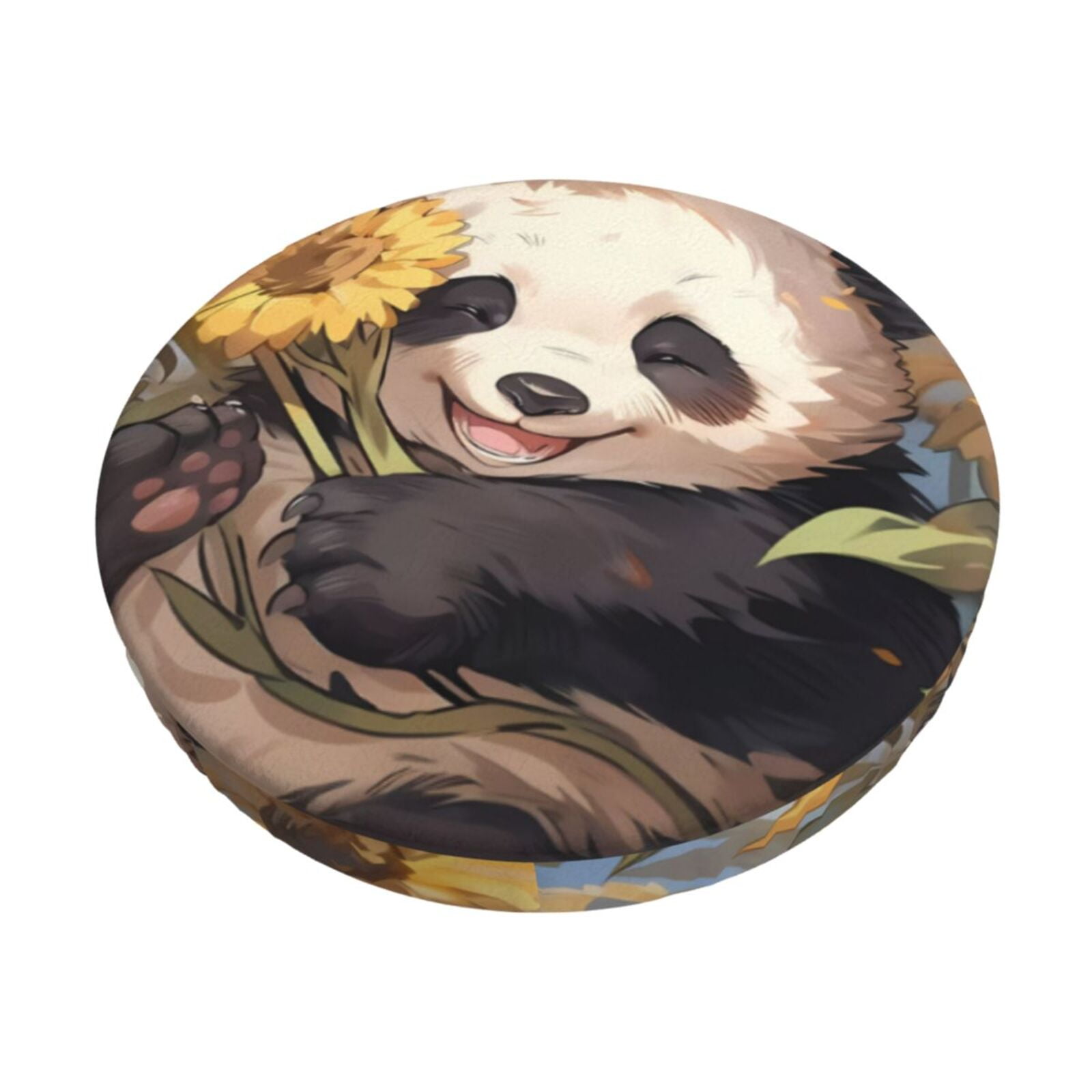 Gukieu Clear Sky Cute Sunflower Panda Print Round Chair Cover, Dust ...