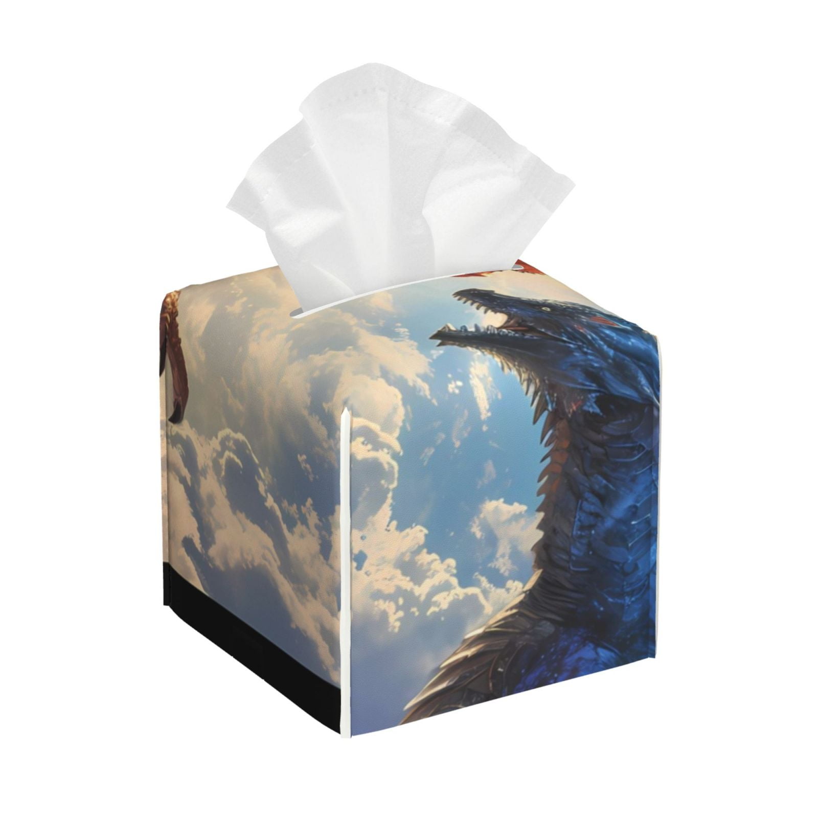 Gukieu Cloud Red And Blue Dragon Print Leather Tissue Box, PVC ...