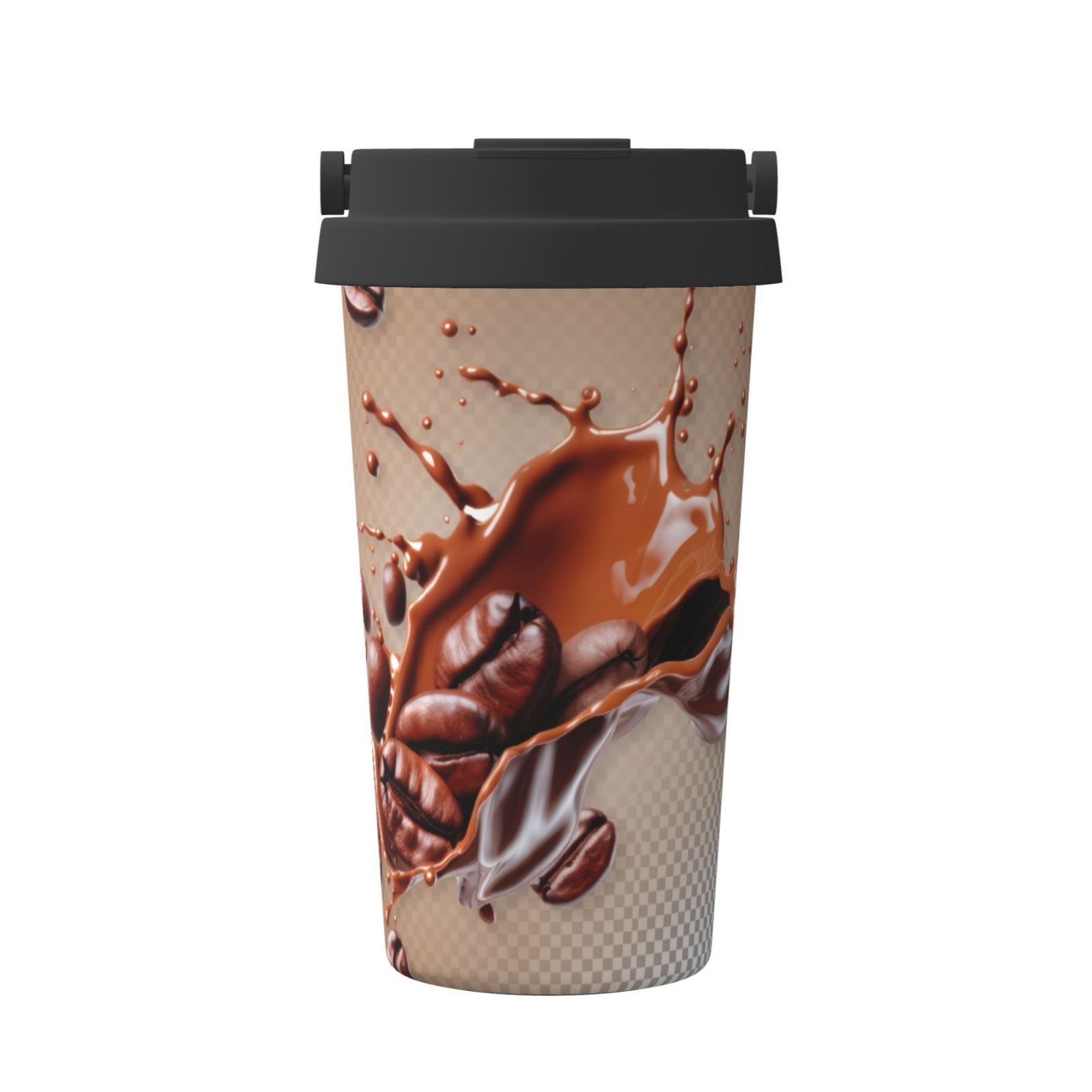 Gukieu Coffee Beans Chocolate Splash Print Insulated Coffee Cup ...