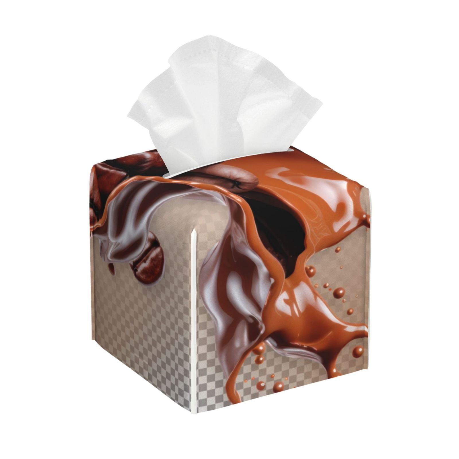 Gukieu Coffee Beans Chocolate Splash Print Leather Tissue Box, PVC ...