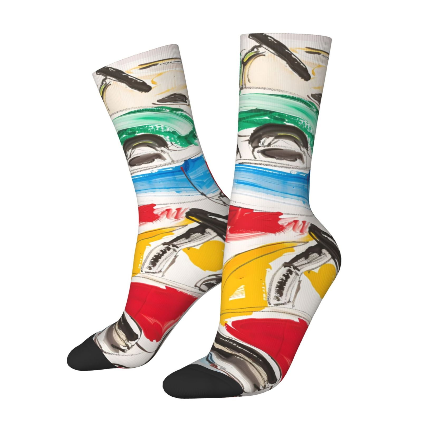Gukieu Colorful Abstract Bumper Cars Print Contrast Color Mid-calf ...