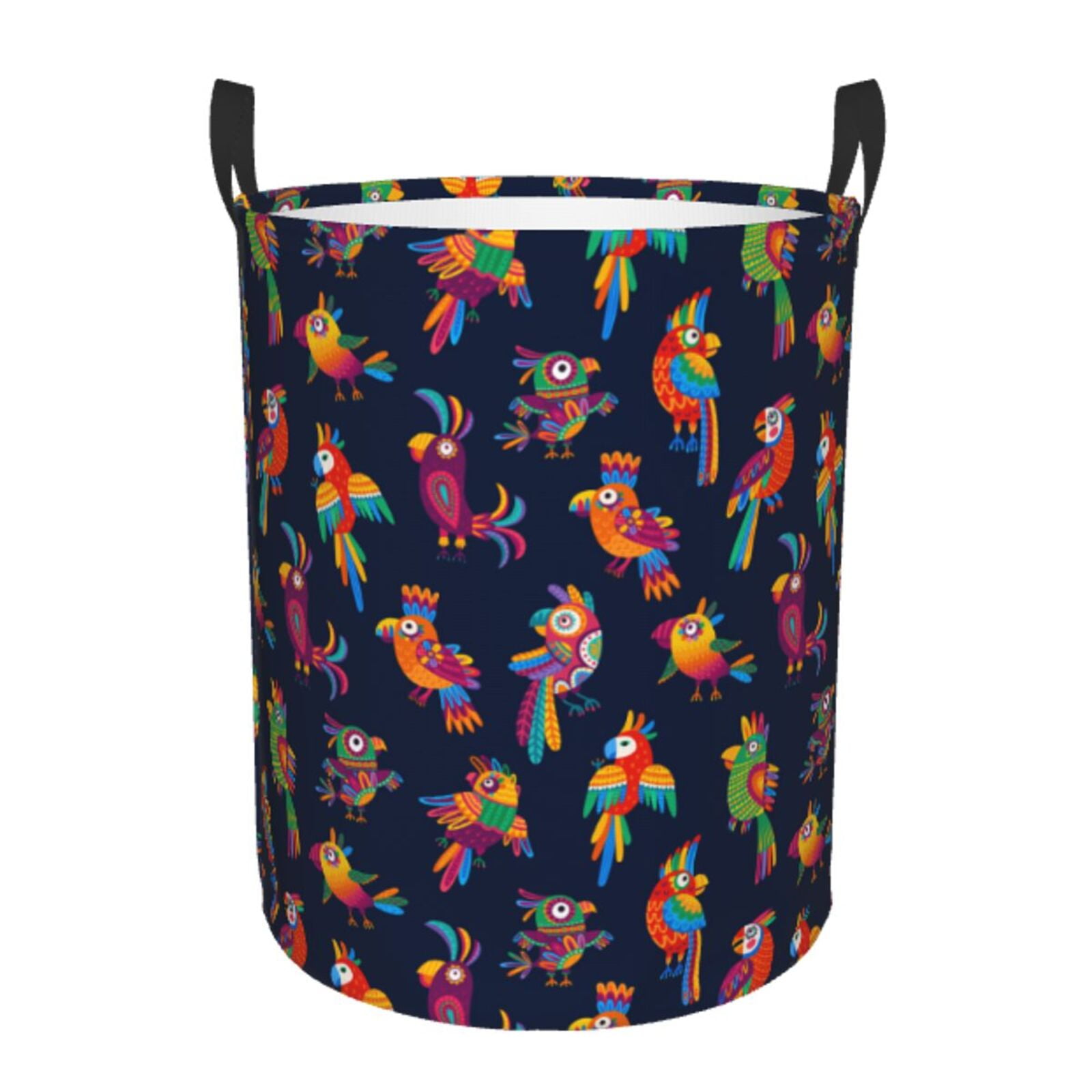 Gukieu Colorful Birds Print Round Dirty Clothes Bag, Waterproof ...