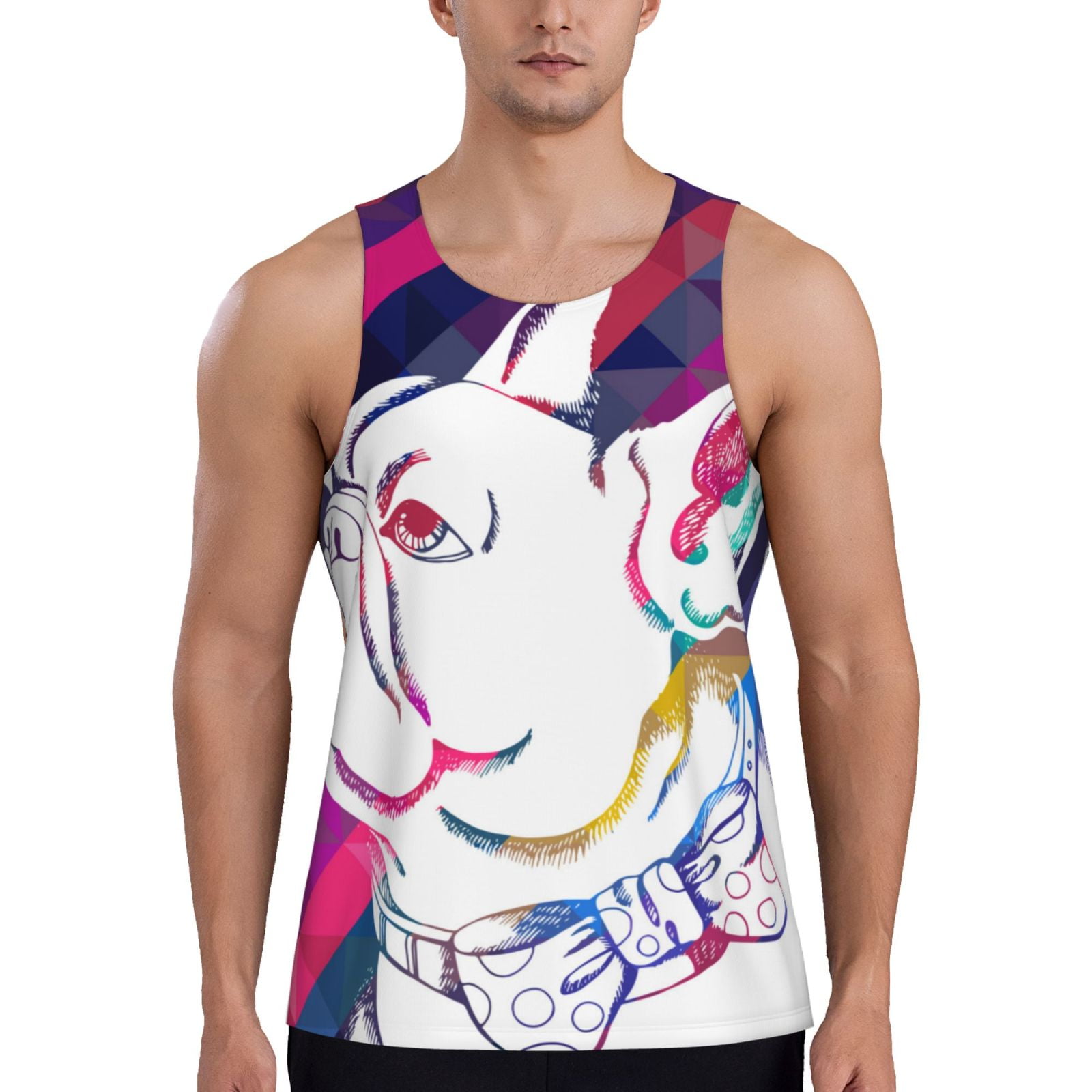 Gukieu Colorful Bulldog Print Men's Quick Dry Fitness Vest, Round Neck ...