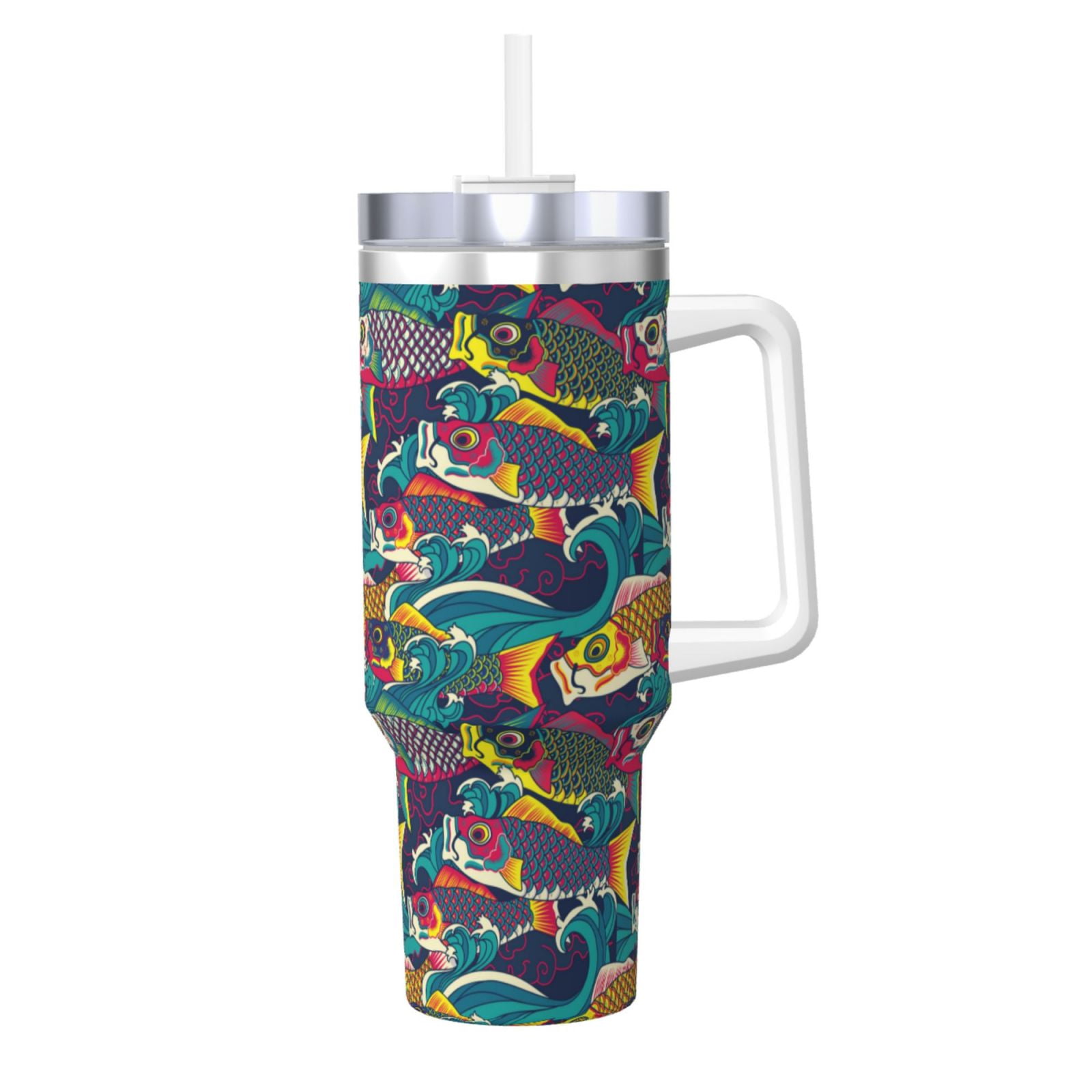 Gukieu Colorful Carp Streamer Print 40OZ Ice Cup, Stainless Steel ...