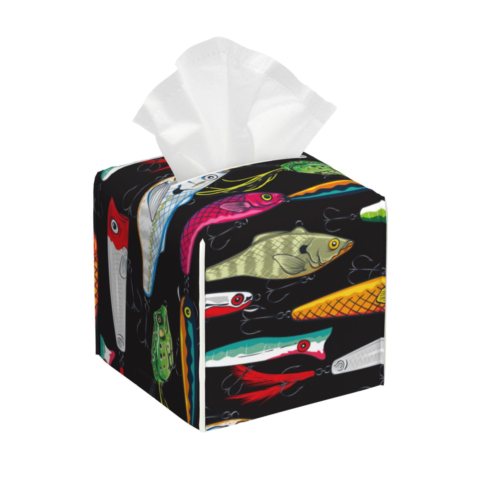 Gukieu Colorful Fishing Lures Print Leather Tissue Box, PVC Waterproof ...