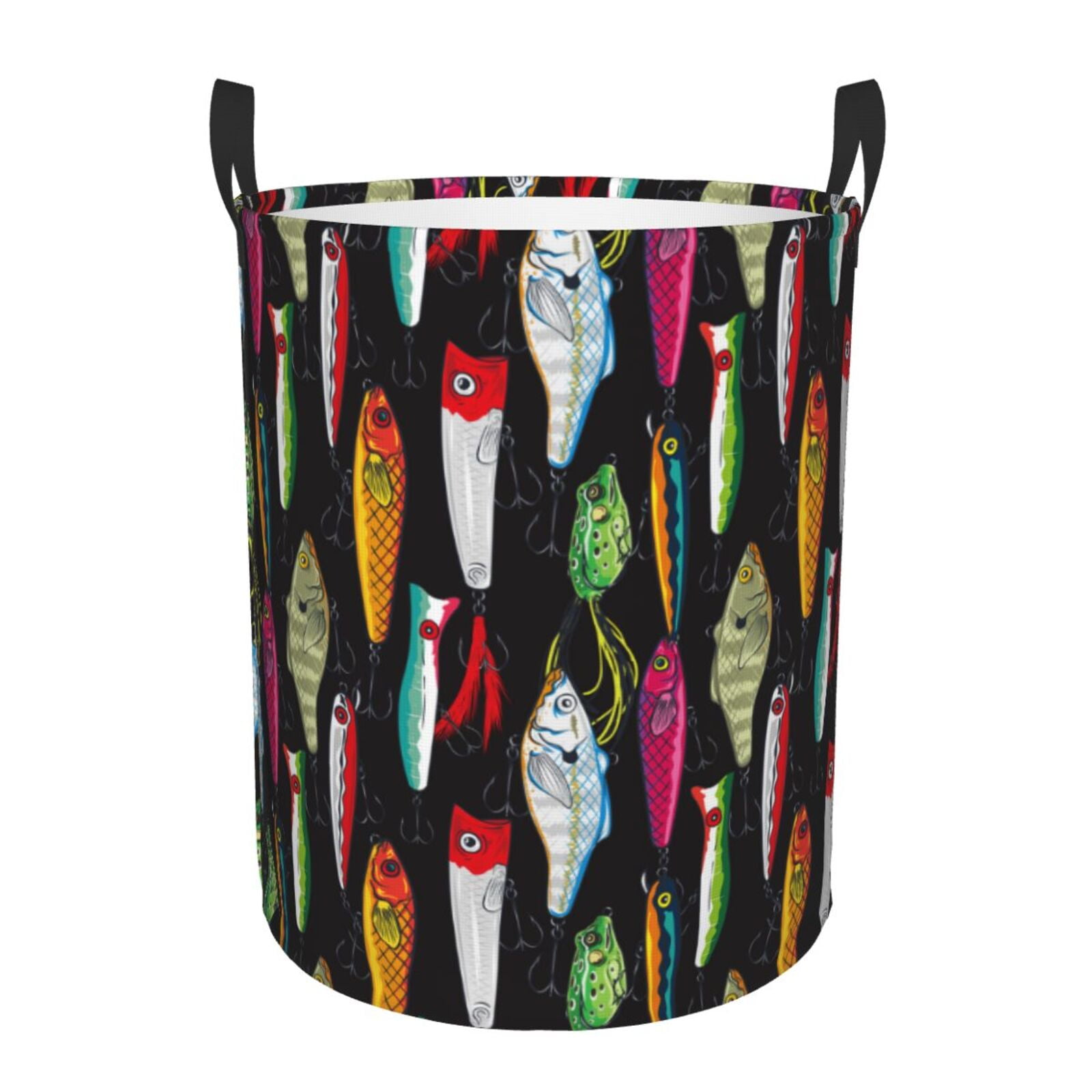 Gukieu Colorful Fishing Lures Print Round Dirty Clothes Bag, Waterproof ...