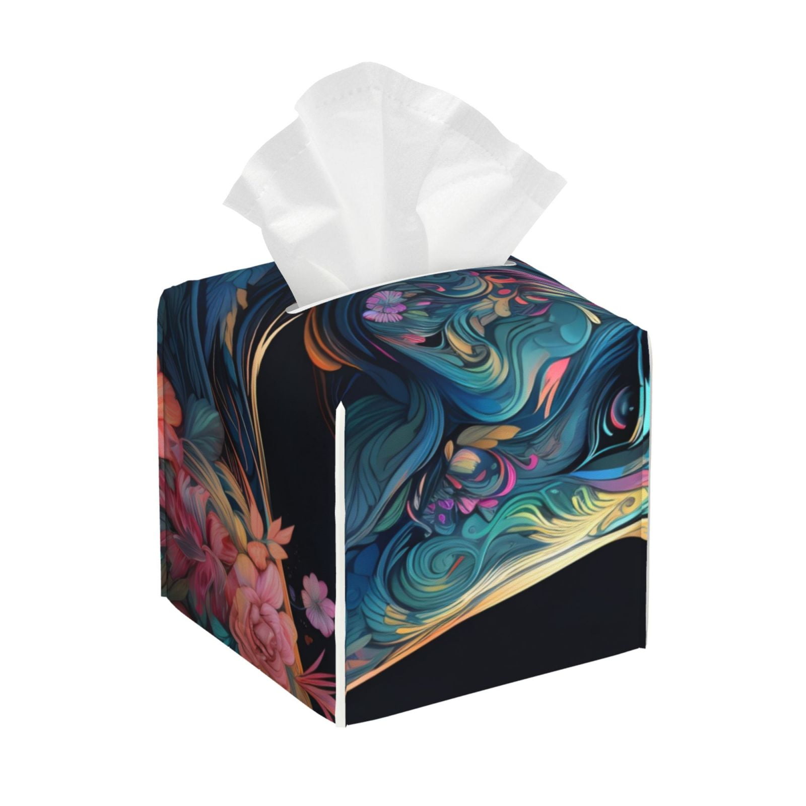 Gukieu Colorful Floral Patterned Horse Print Leather Tissue Box, PVC ...