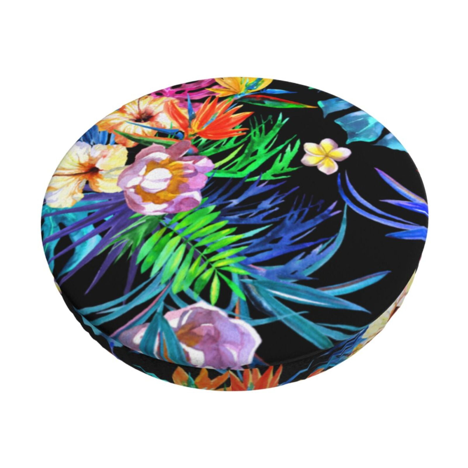 Gukieu Colorful Flowers Print Round Chair Cover, Dust-proof and Non ...