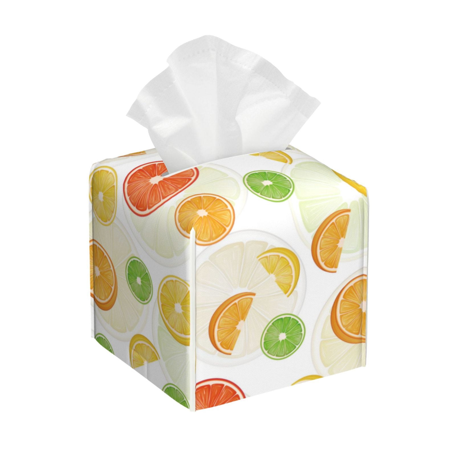 Gukieu Colorful Lemons Print Leather Tissue Box, PVC Waterproof Velcro ...