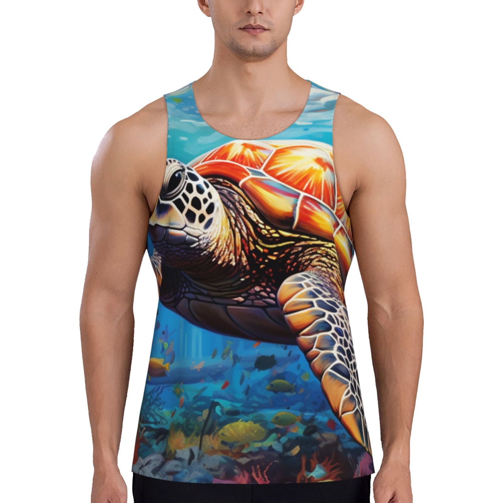 Gukieu Colorful Underwater Sea Turtle Print Men's Quick Dry Fitness ...