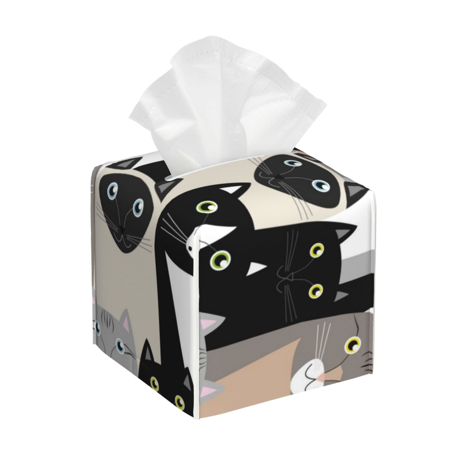 Gukieu Colors Cats Print Leather Tissue Box, PVC Waterproof Velcro ...