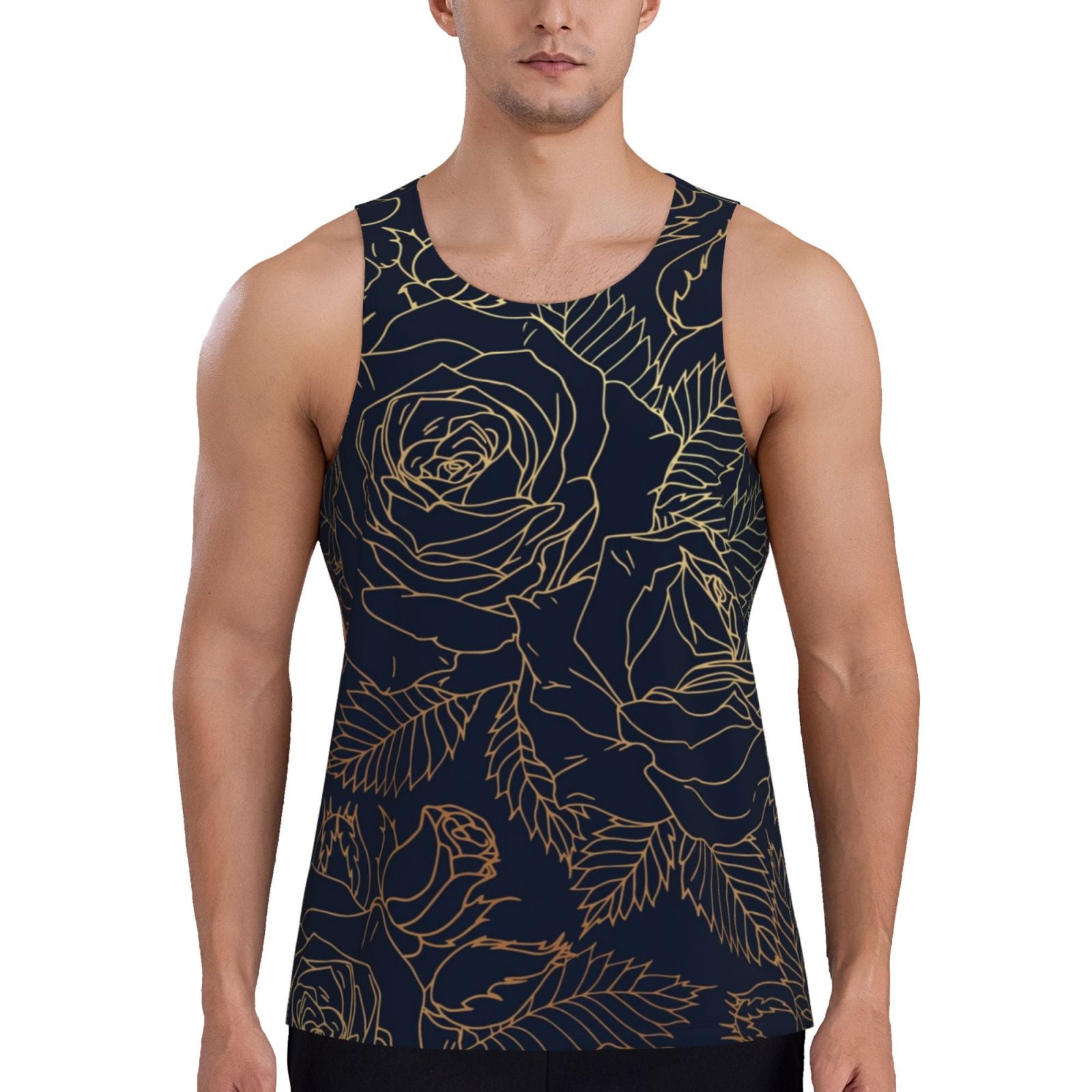 Gukieu Copper-Gold Gloss Outline Rose Print Men's Quick Dry Fitness ...