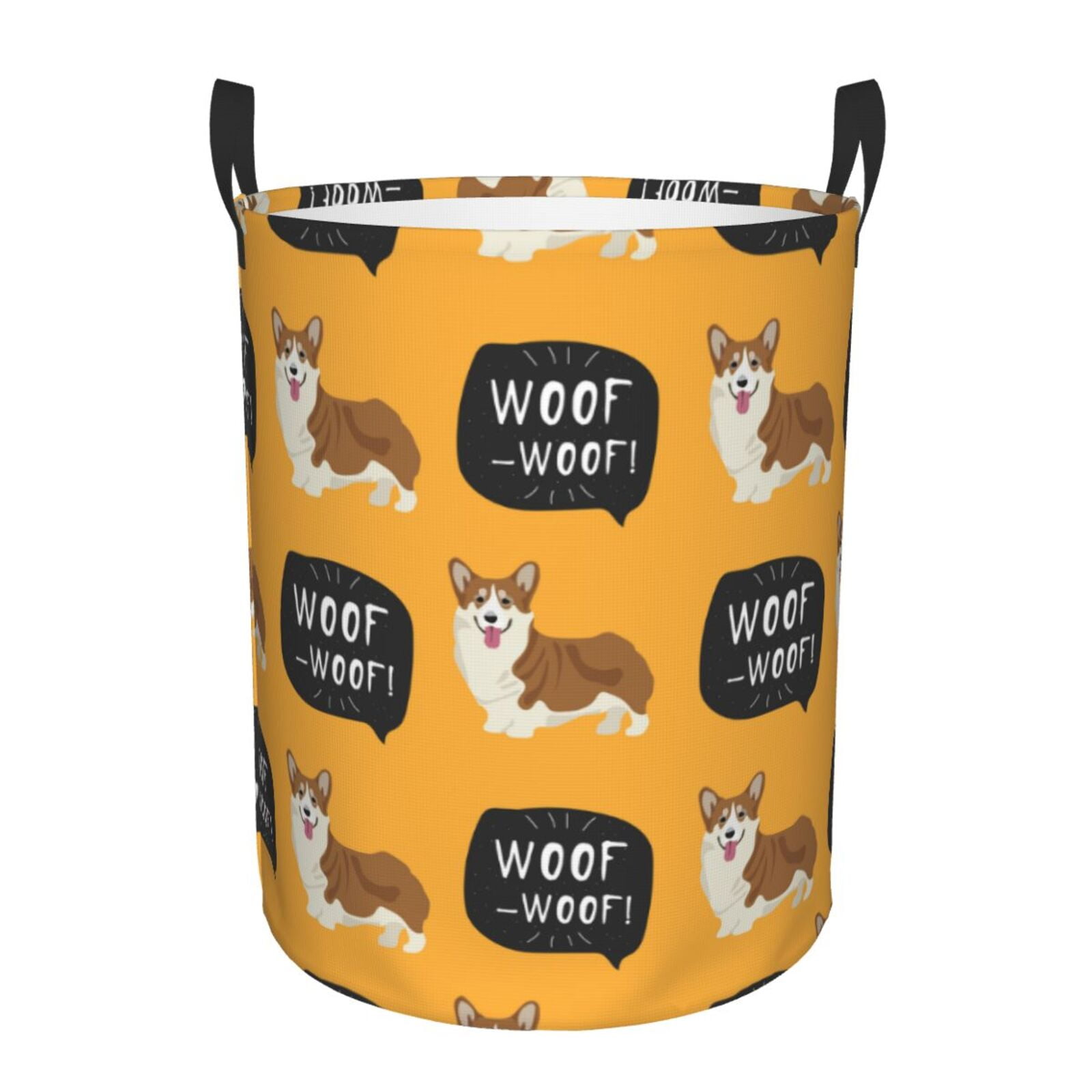 Gukieu Corgi Print Round Dirty Clothes Bag, Waterproof Standing Home ...