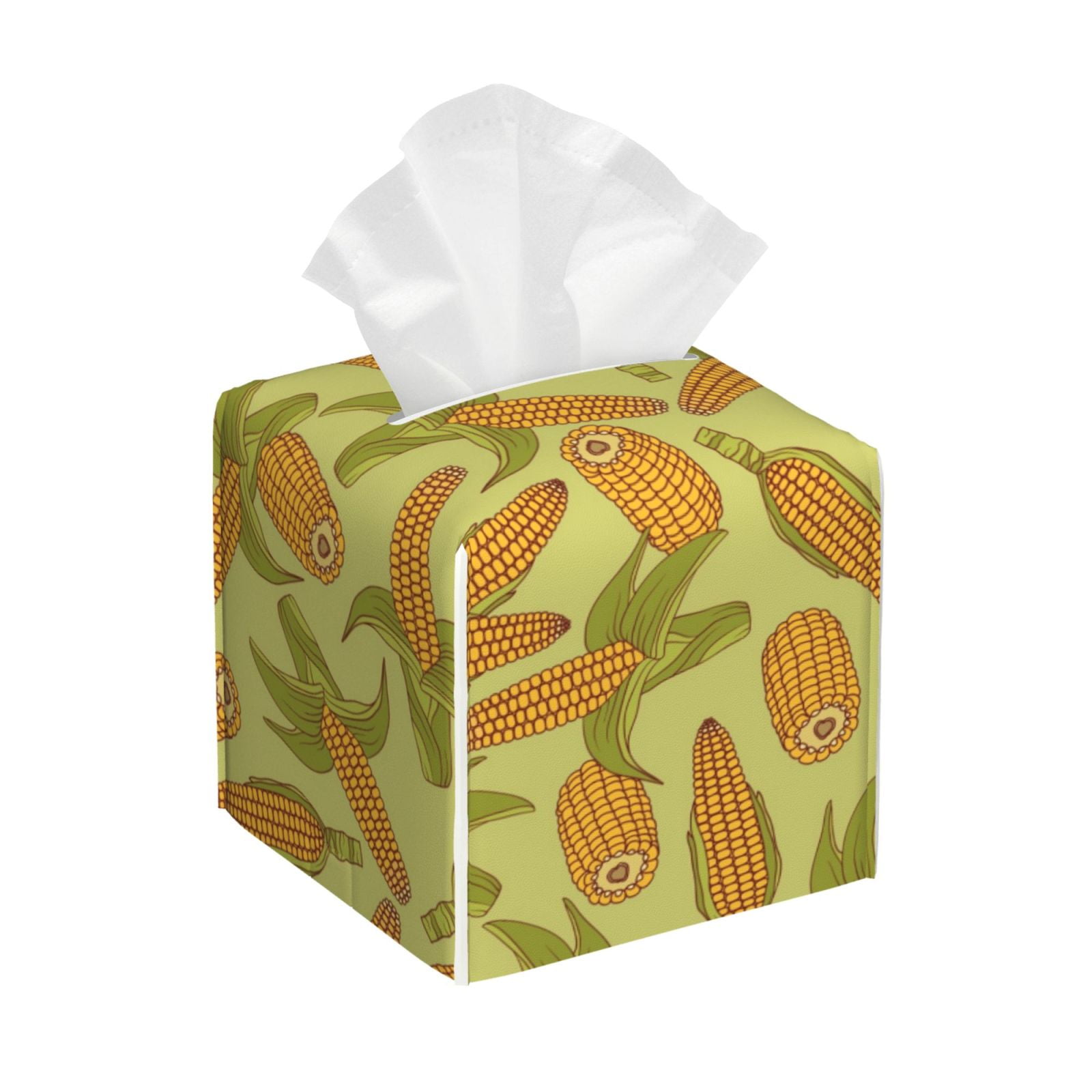 Gukieu Corn Print Leather Tissue Box, PVC Waterproof Velcro Opening and ...