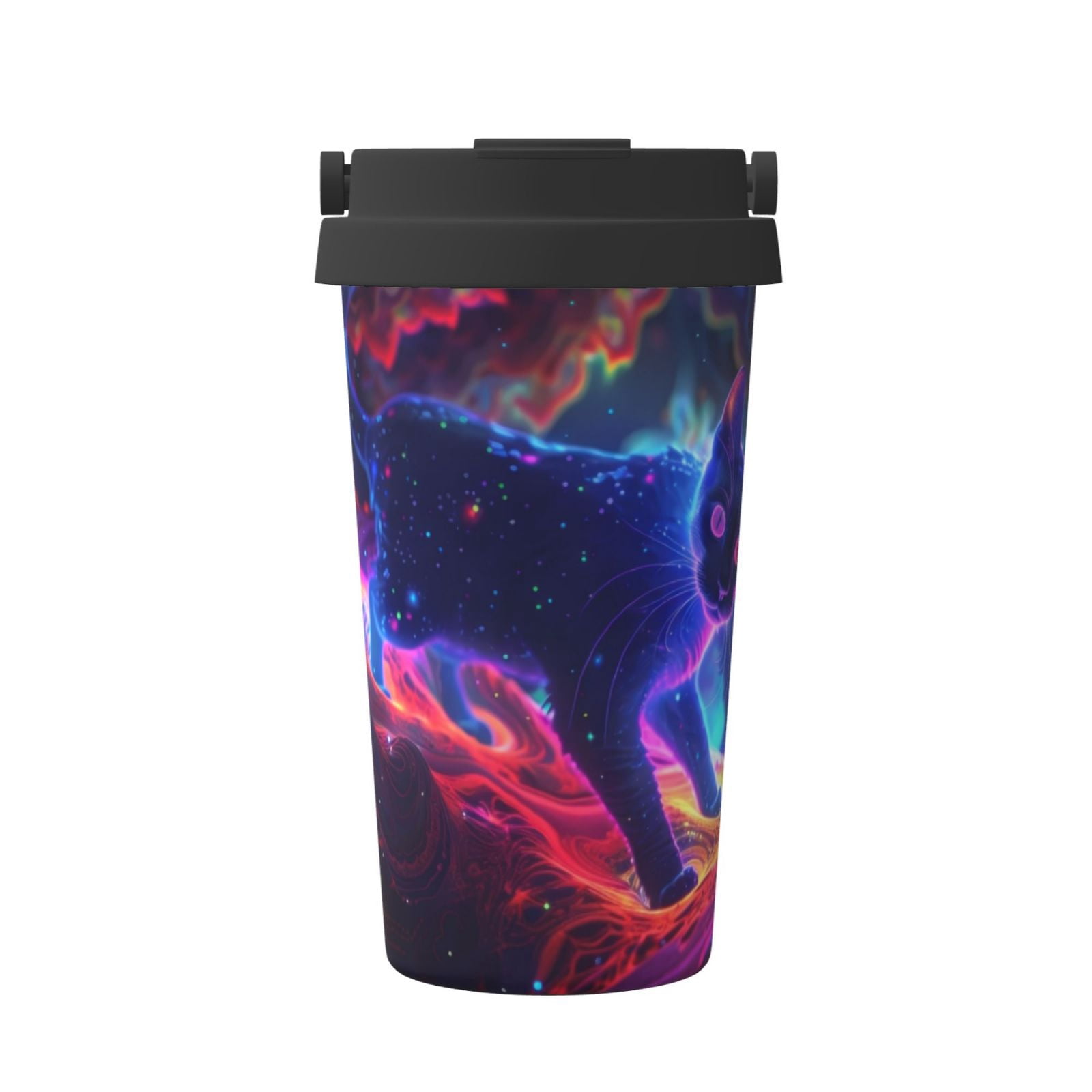 Gukieu Cosmic Cat Psychedelic Journey Print Insulated Coffee Cup ...