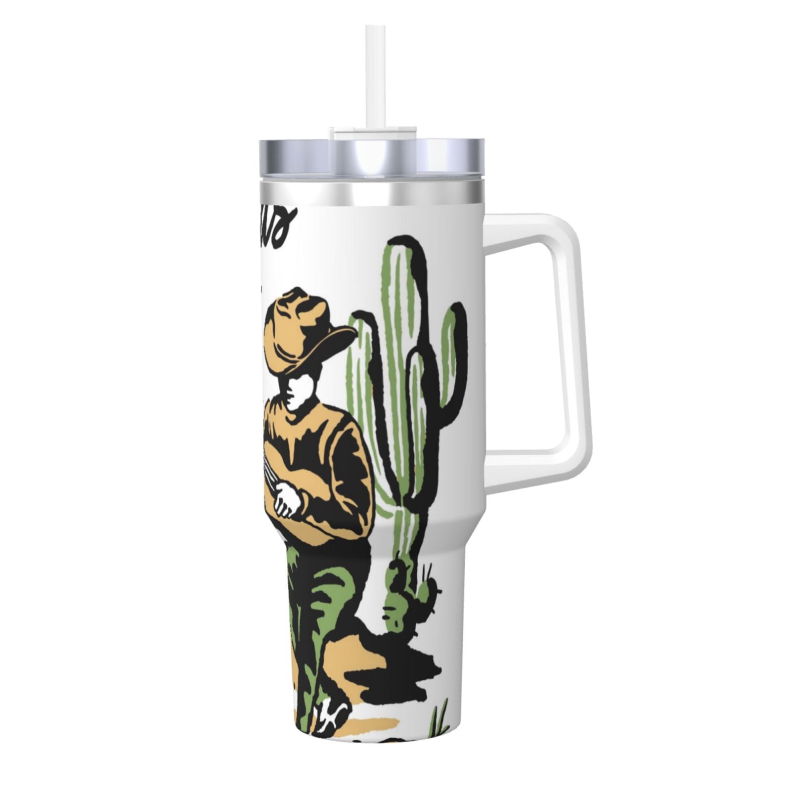 Gukieu Cowboy Playing Guitar Print 40OZ Ice Cup, Stainless Steel Vacuum ...