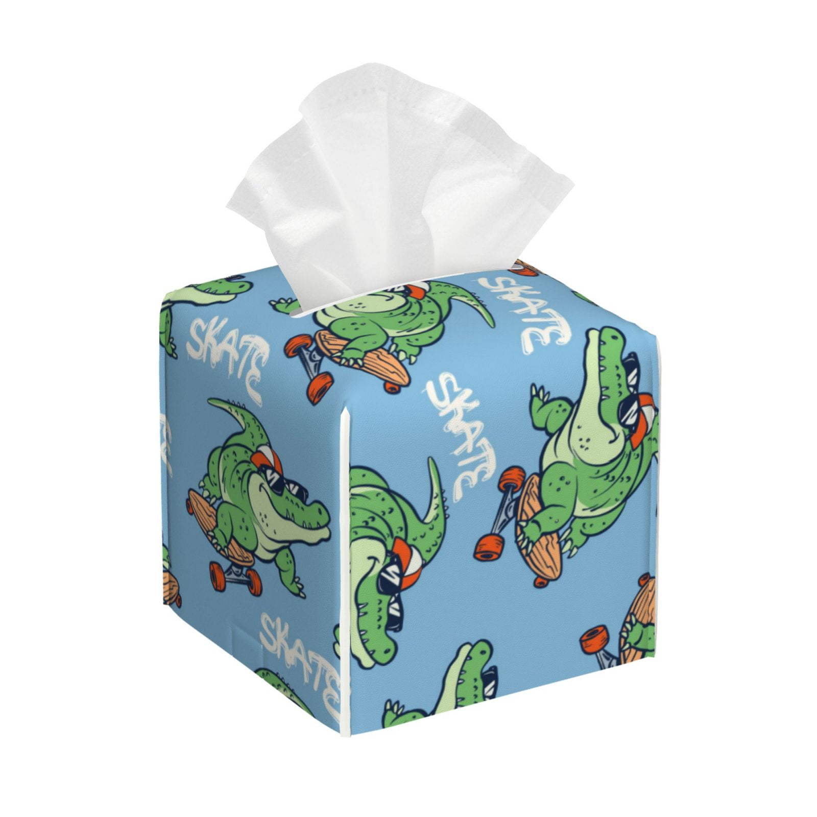 Gukieu Crocodile Riding Skateboard Print Leather Tissue Box, PVC ...