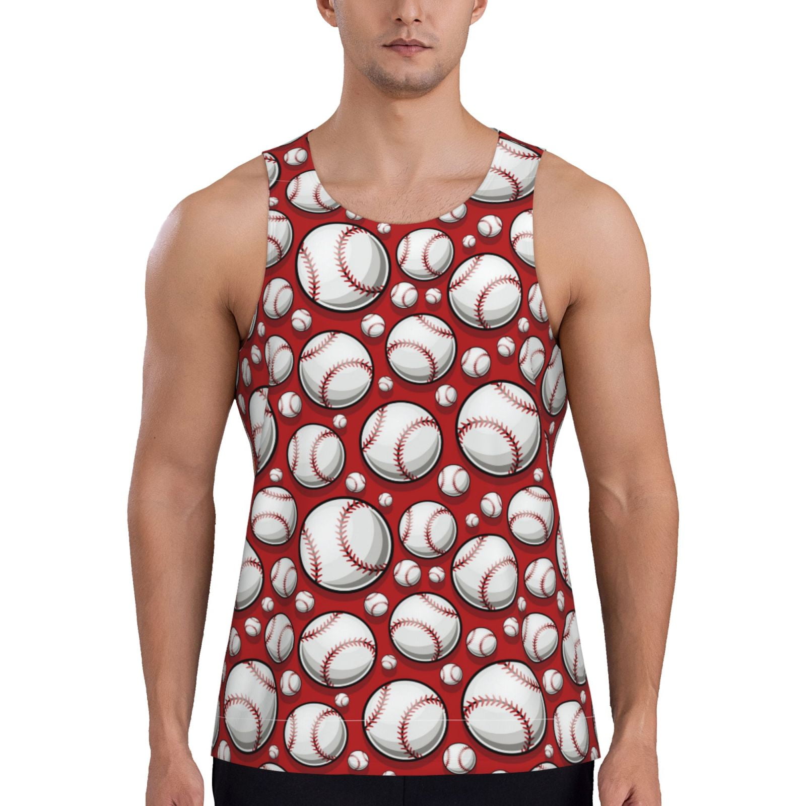 Gukieu Cute Baseball Print Men's Quick Dry Fitness Vest, Round Neck ...