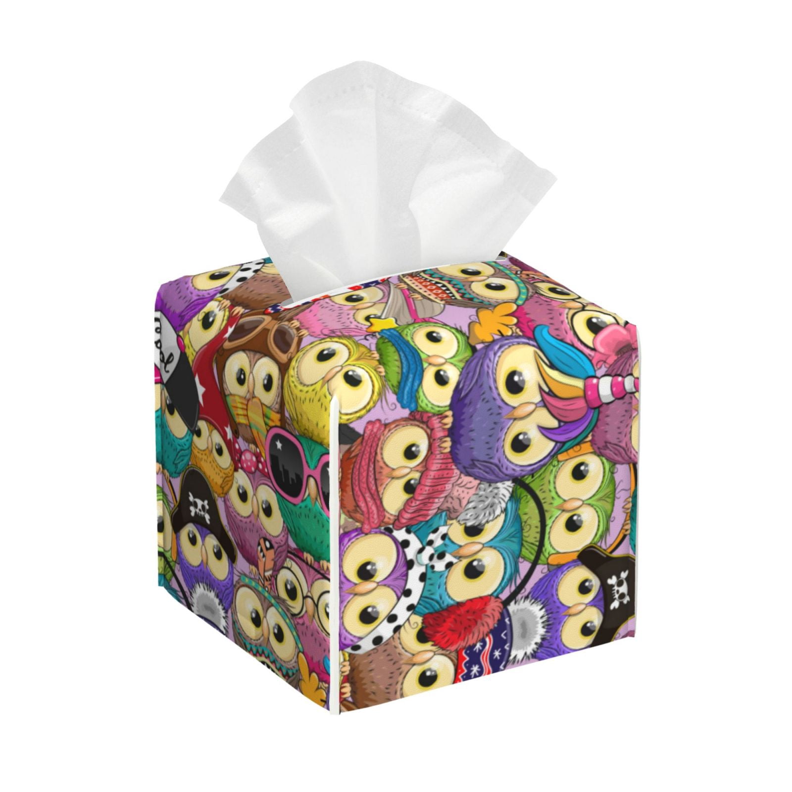 Gukieu Cute Cartoon Owls Print Leather Tissue Box, PVC Waterproof ...