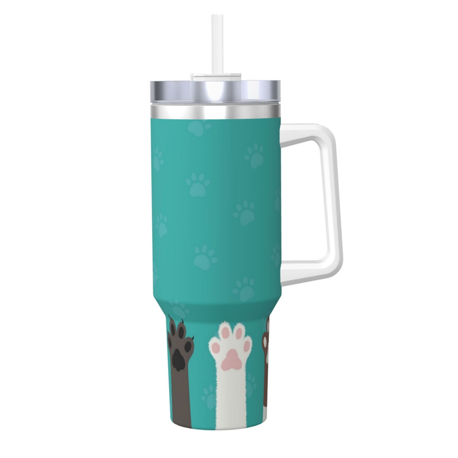 Gukieu Cute Cat Paw And Dog Print 40OZ Ice Cup, Stainless Steel Vacuum ...