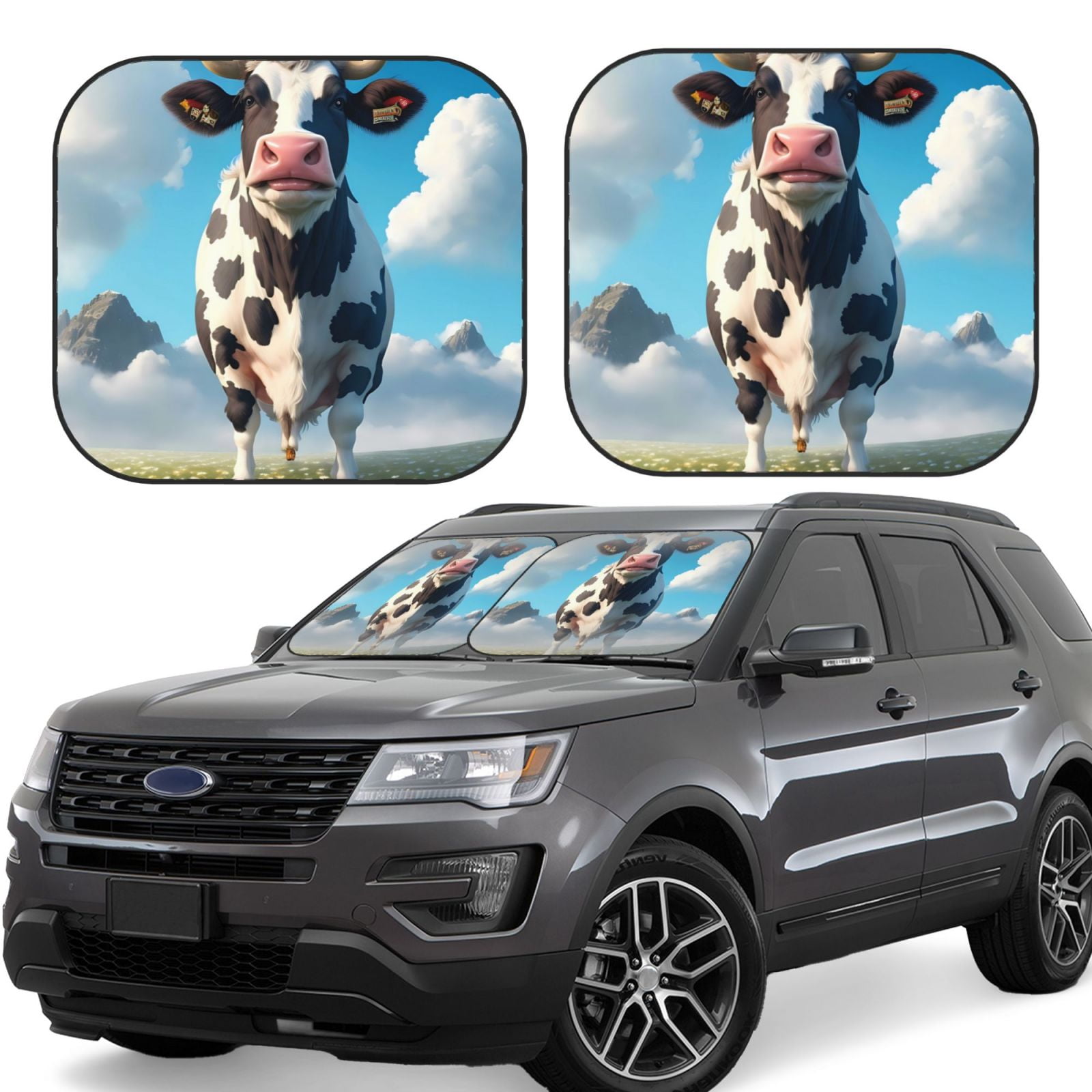 Gukieu Cute Daisy Cow A Print Car Windshield Sun Visor, Foldable Anti ...