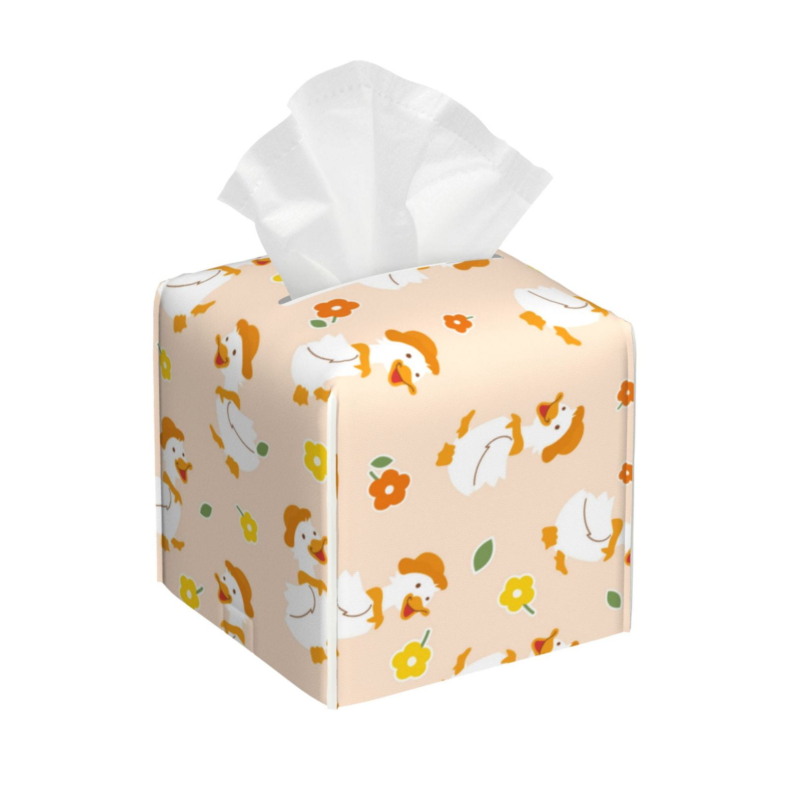 Gukieu Cute Duck And Flower Print Leather Tissue Box, PVC Waterproof ...