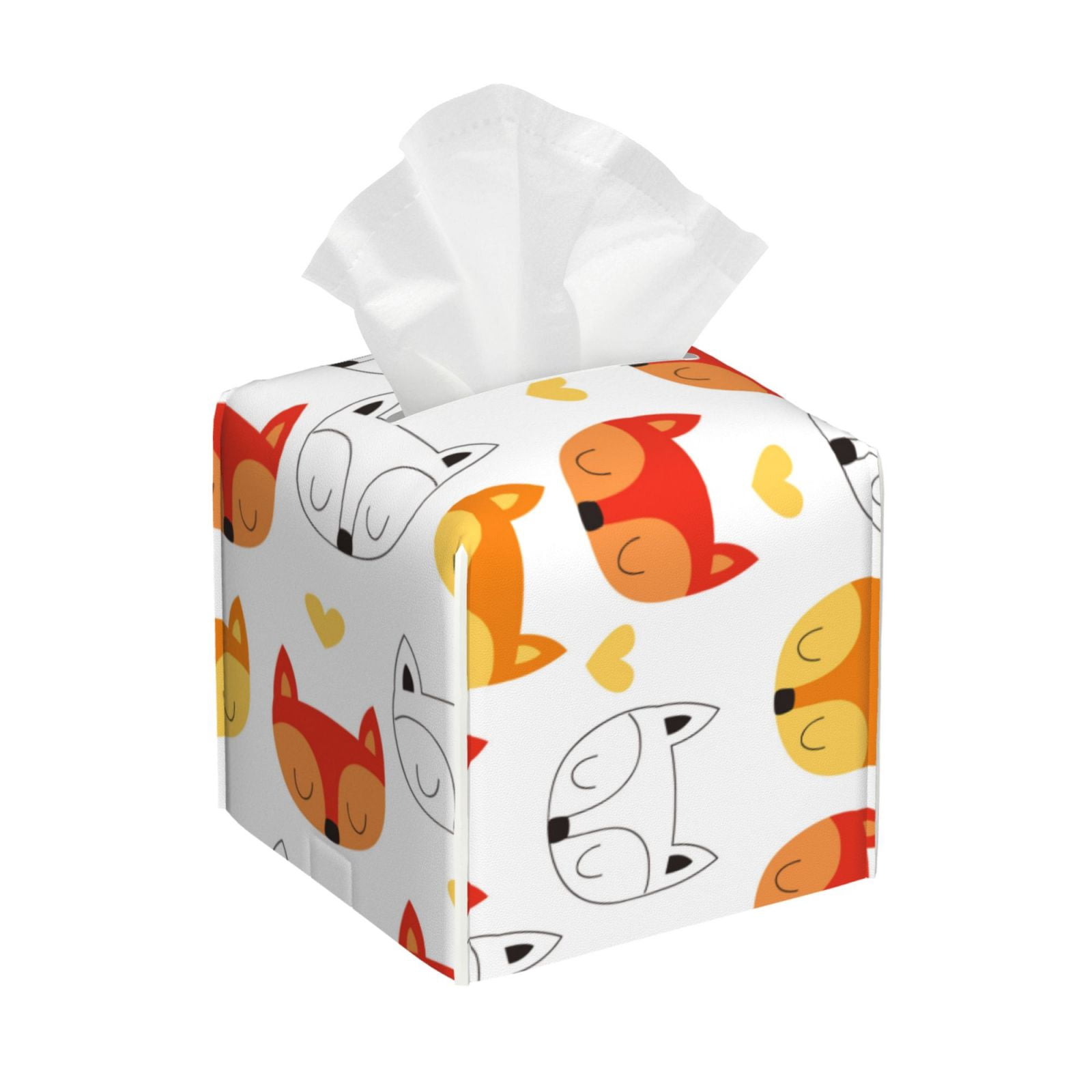 Gukieu Cute Fox with Heart Print Leather Tissue Box, PVC Waterproof ...