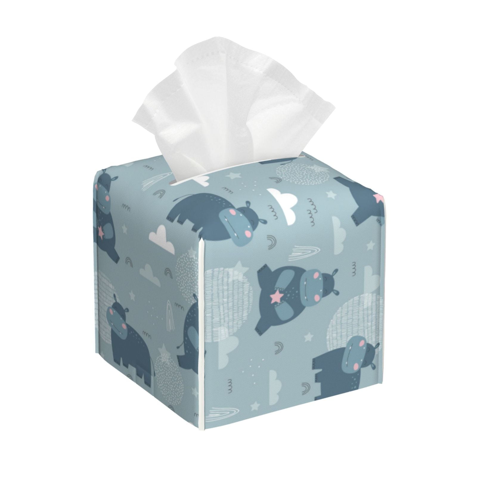 Gukieu Cute Hippopotamus Print Leather Tissue Box, PVC Waterproof ...