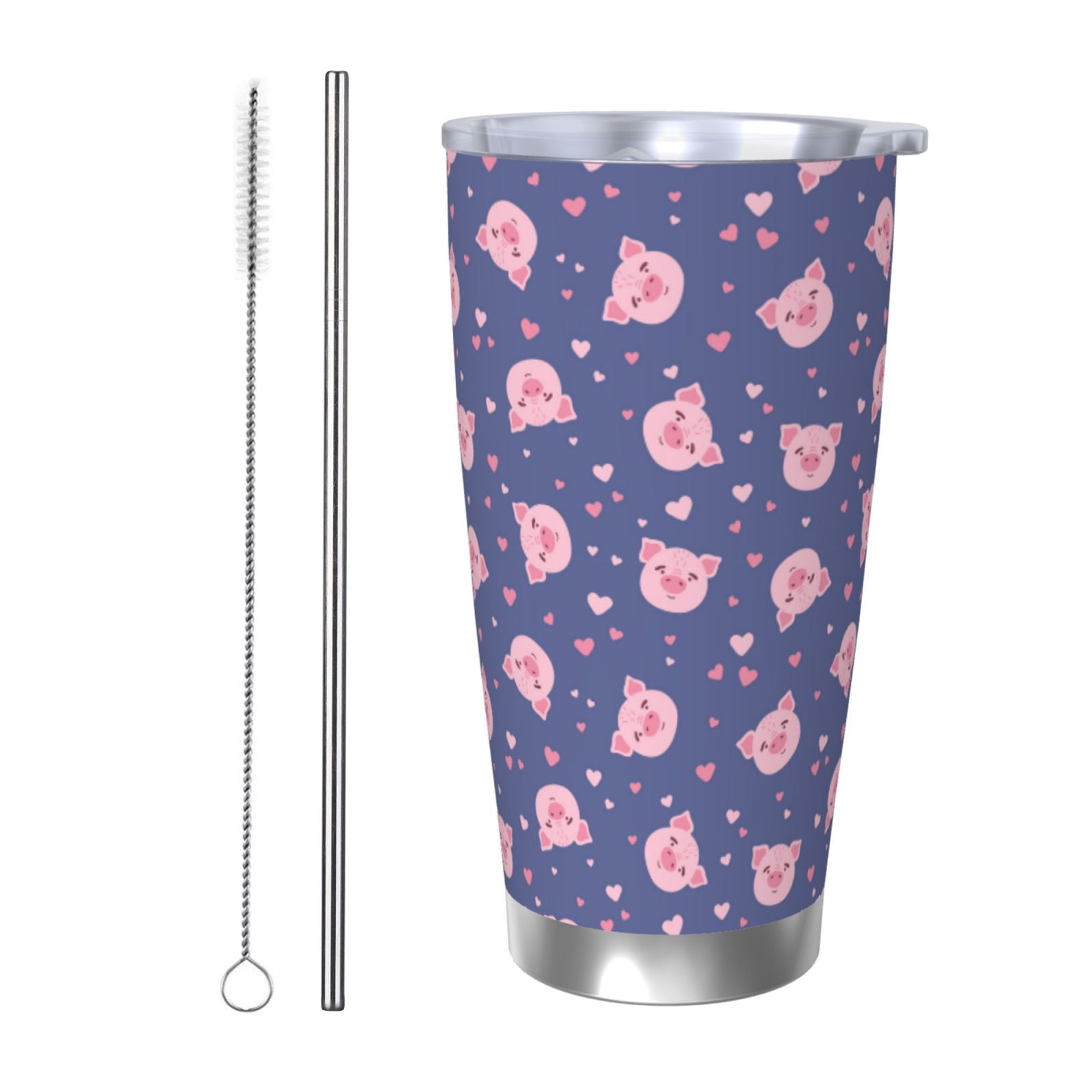Gukieu Cute Pig Print 20OZ Car Cup, Vacuum Stainless Steel Leak-proof ...