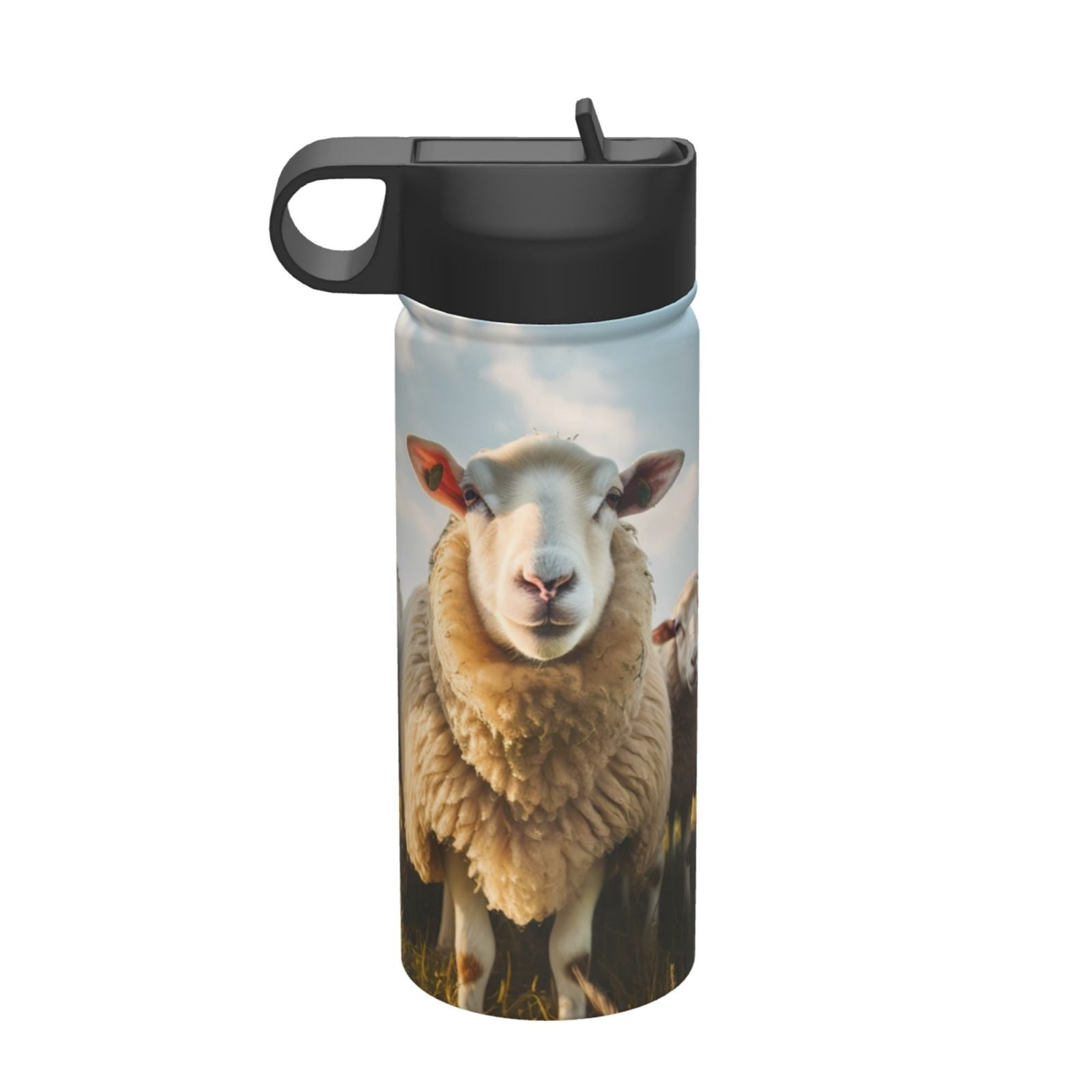 Gukieu Cute Prairie Sheep Herd Print 18OZ Stainless Steel Water Bottle ...