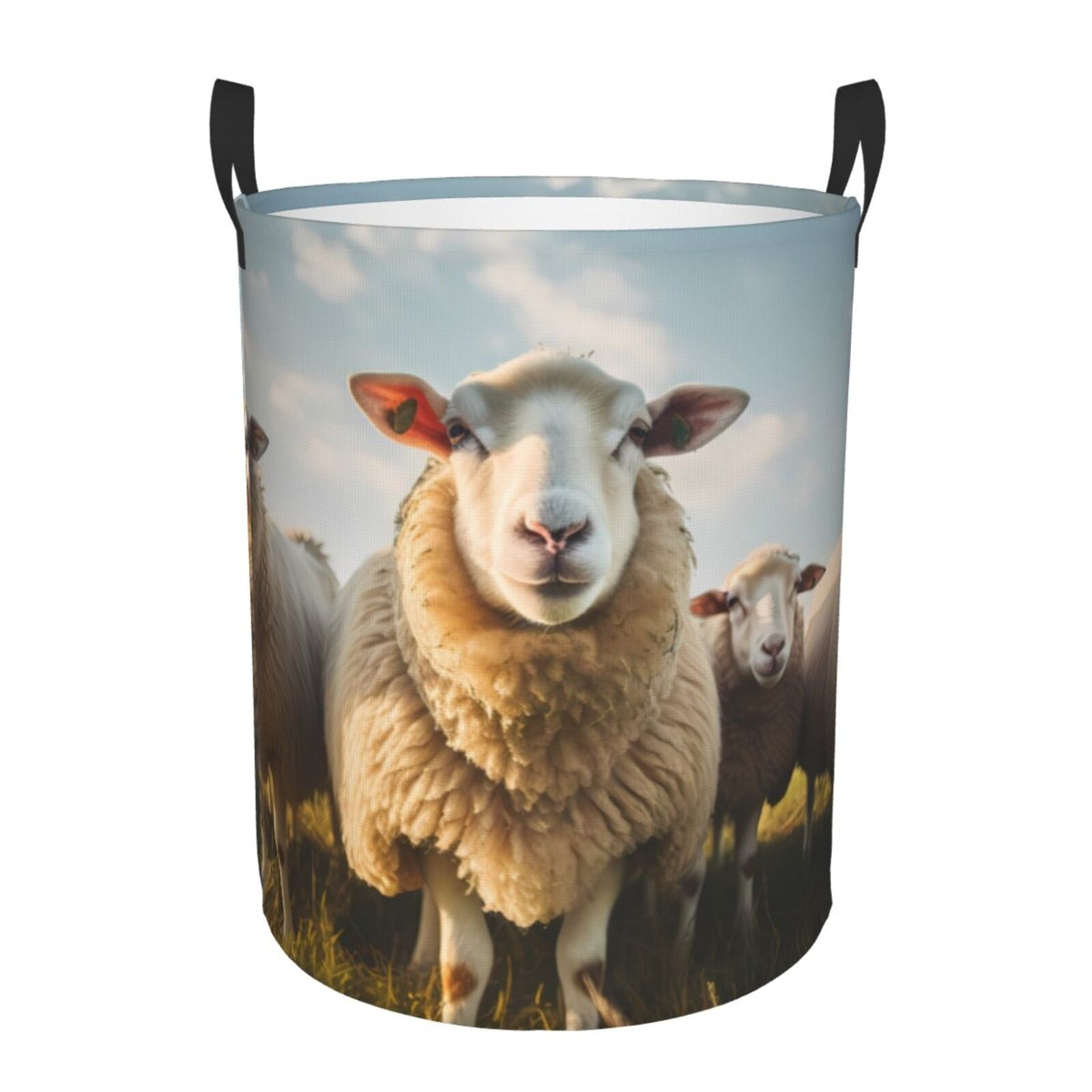 Gukieu Cute Prairie Sheep Herd Print Round Dirty Clothes Bag ...