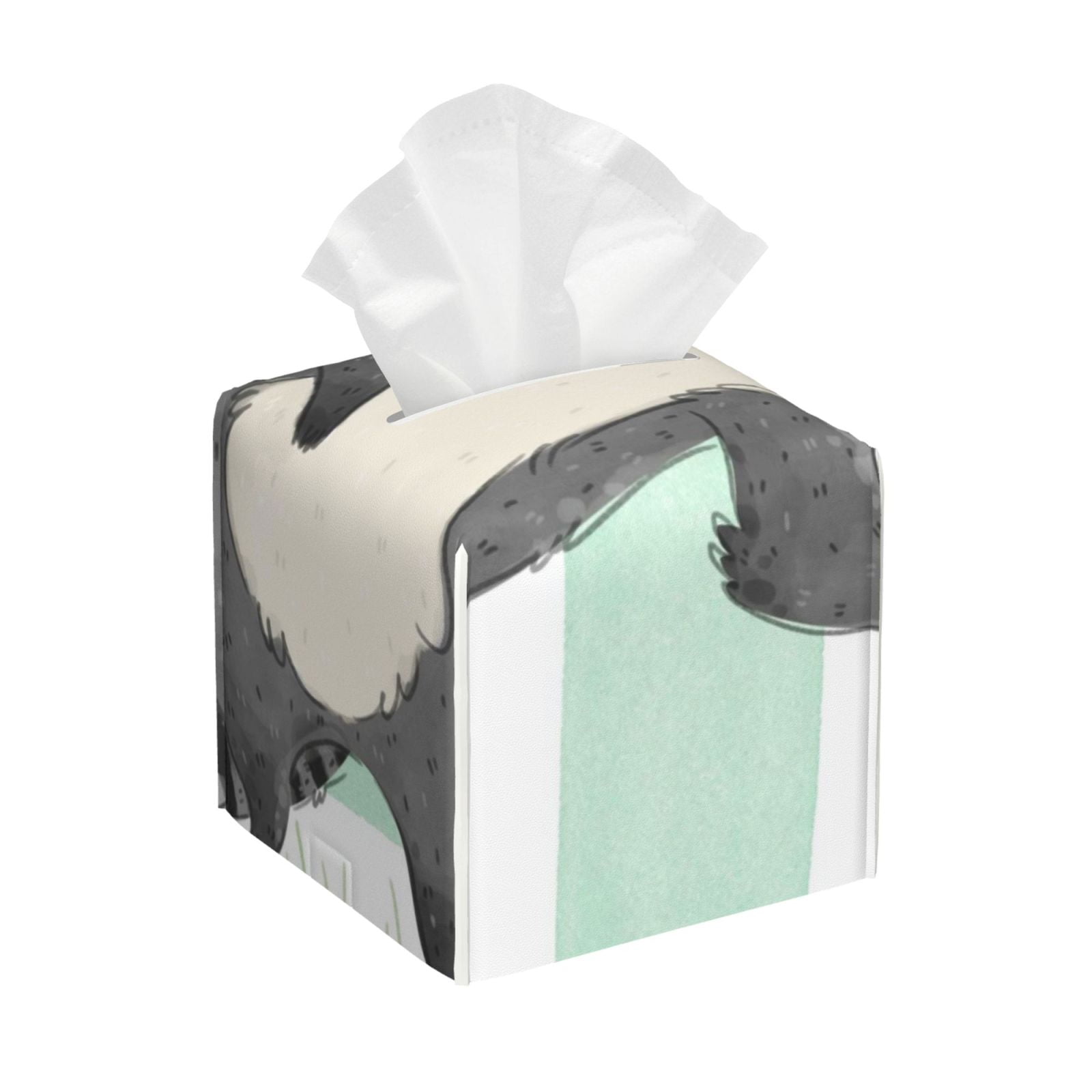 Gukieu Cute Raccoon Print Leather Tissue Box, PVC Waterproof Velcro ...