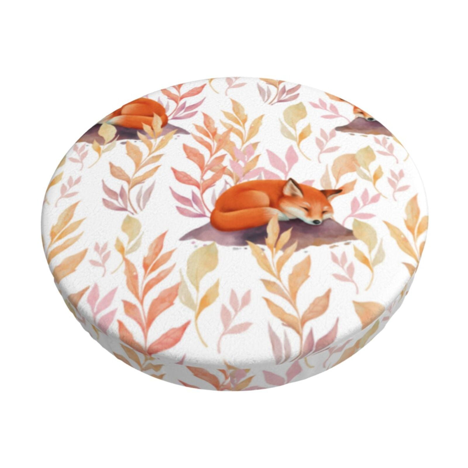 Gukieu Cute Sleepy Fox Print Round Chair Cover, Dust-proof and Non-slip ...