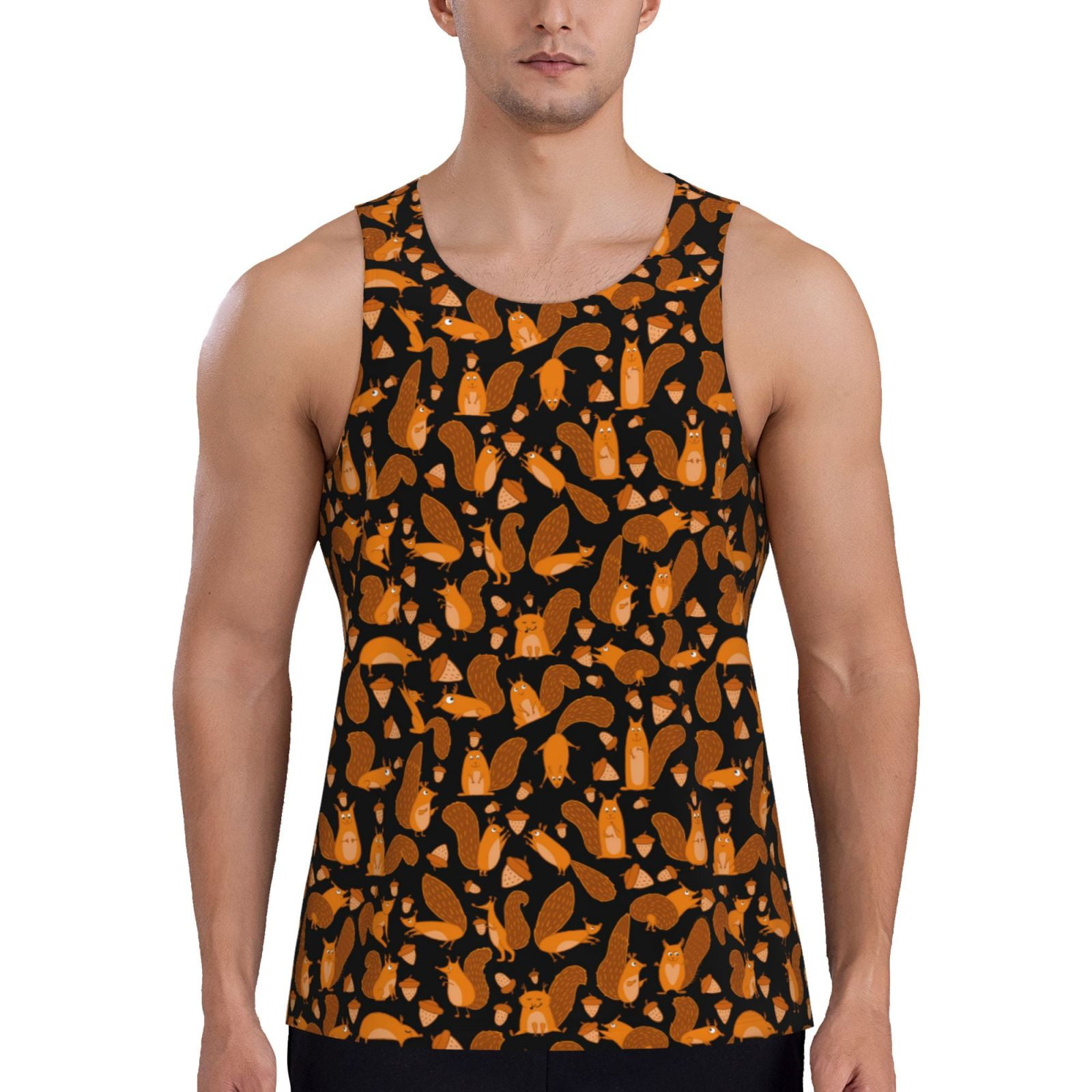 Gukieu Cute Squirrel Print Men's Quick Dry Fitness Vest, Round Neck ...