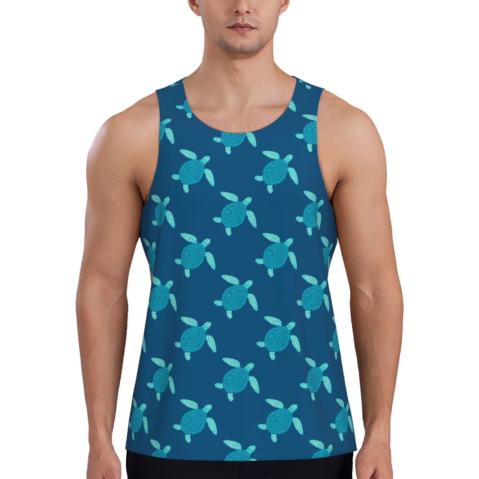Gukieu Cute Turtle Print Men's Quick Dry Fitness Vest, Round Neck ...