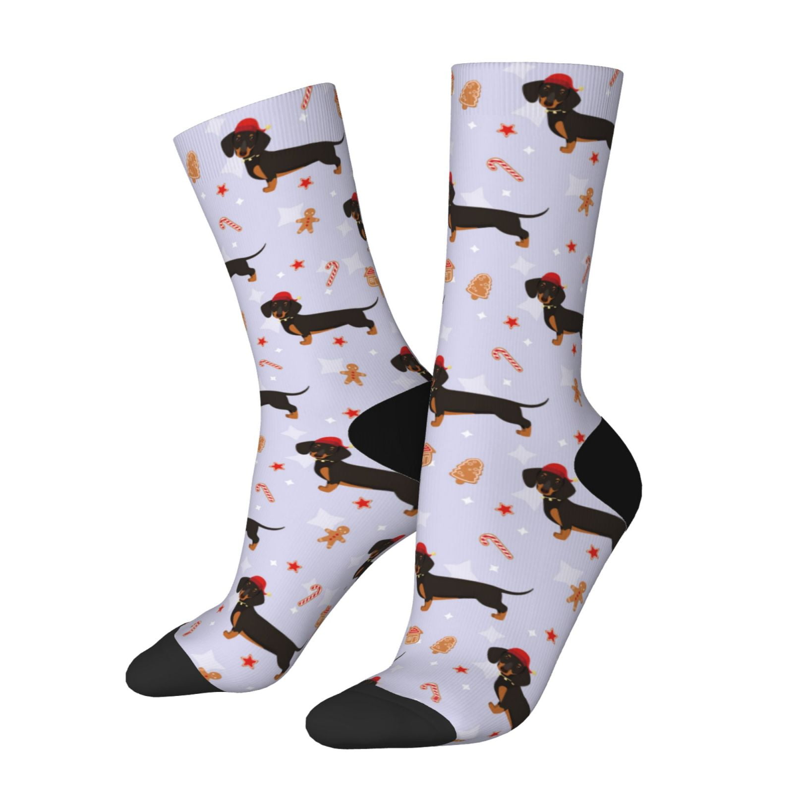 Gukieu Dachshund Dog Puppy Print Contrast Color Mid-calf Socks, Sweat ...