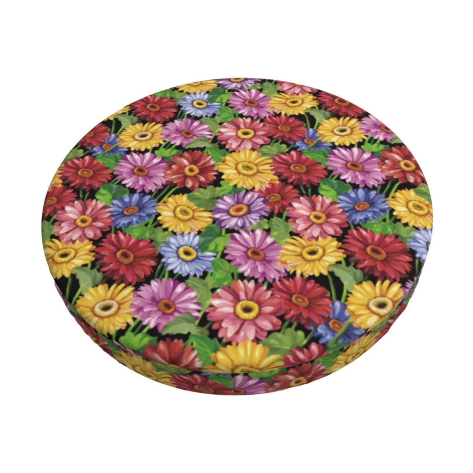 Gukieu Daisies Flowers Print Round Chair Cover, Dust-proof and Non-slip ...