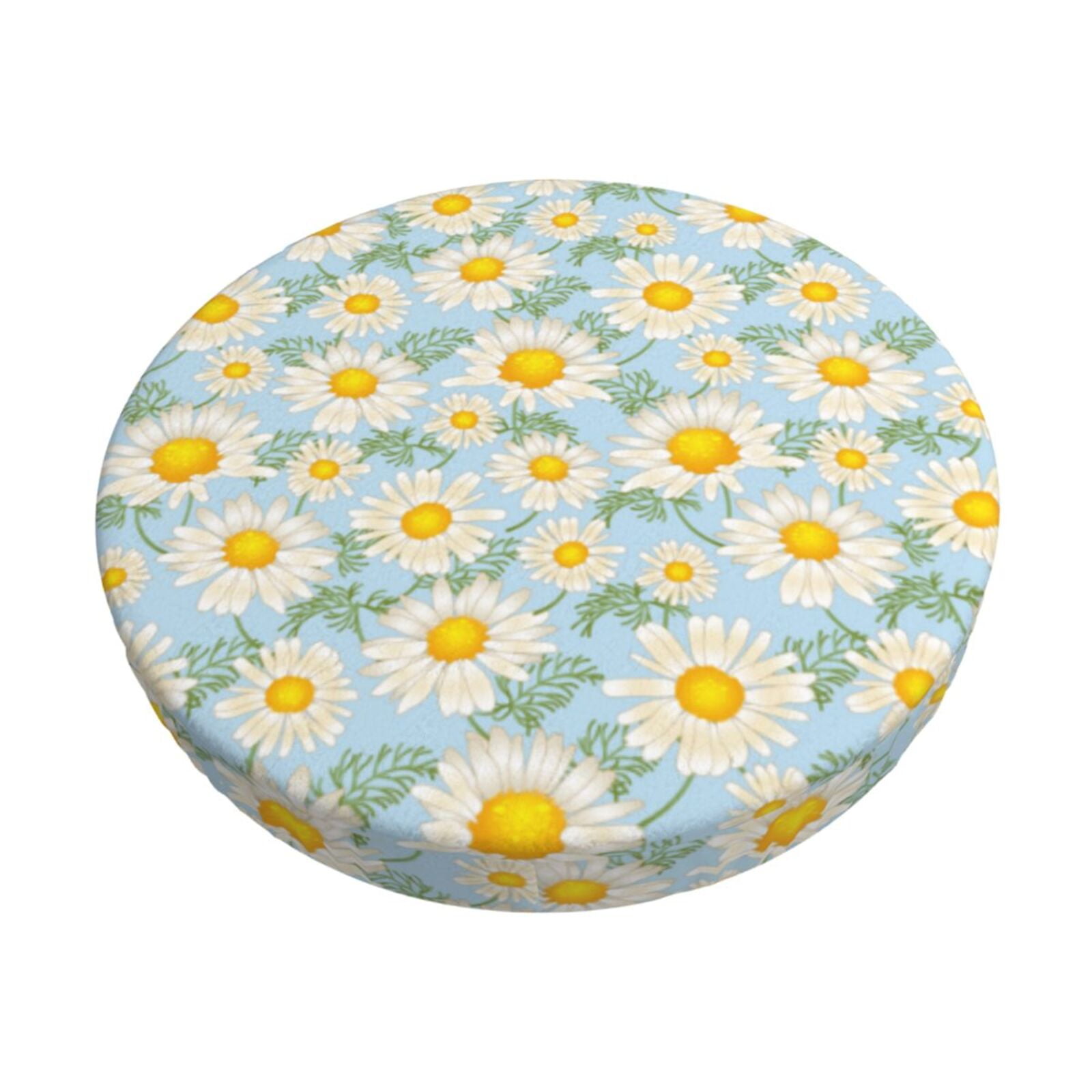 Gukieu Daisies Flowers Print Round Chair Cover, Dust-proof and Non-slip ...