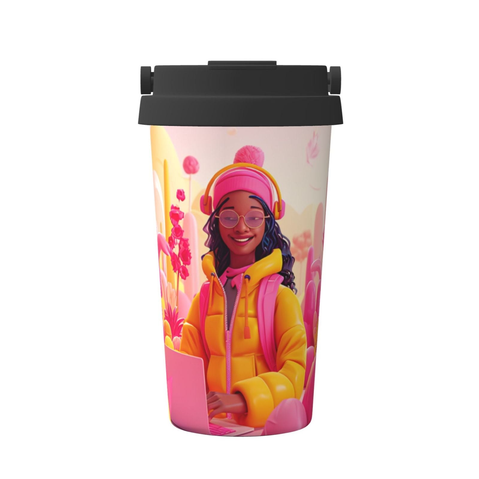 Gukieu Digital Nomad Pink Landscape Print Insulated Coffee Cup ...