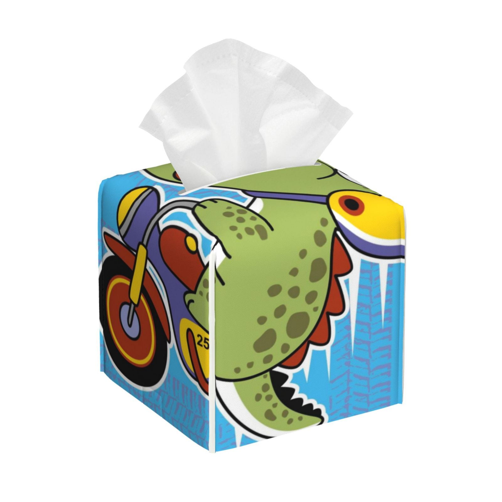 Gukieu Dinosaur Riding a Motorcycle Print Leather Tissue Box, PVC ...