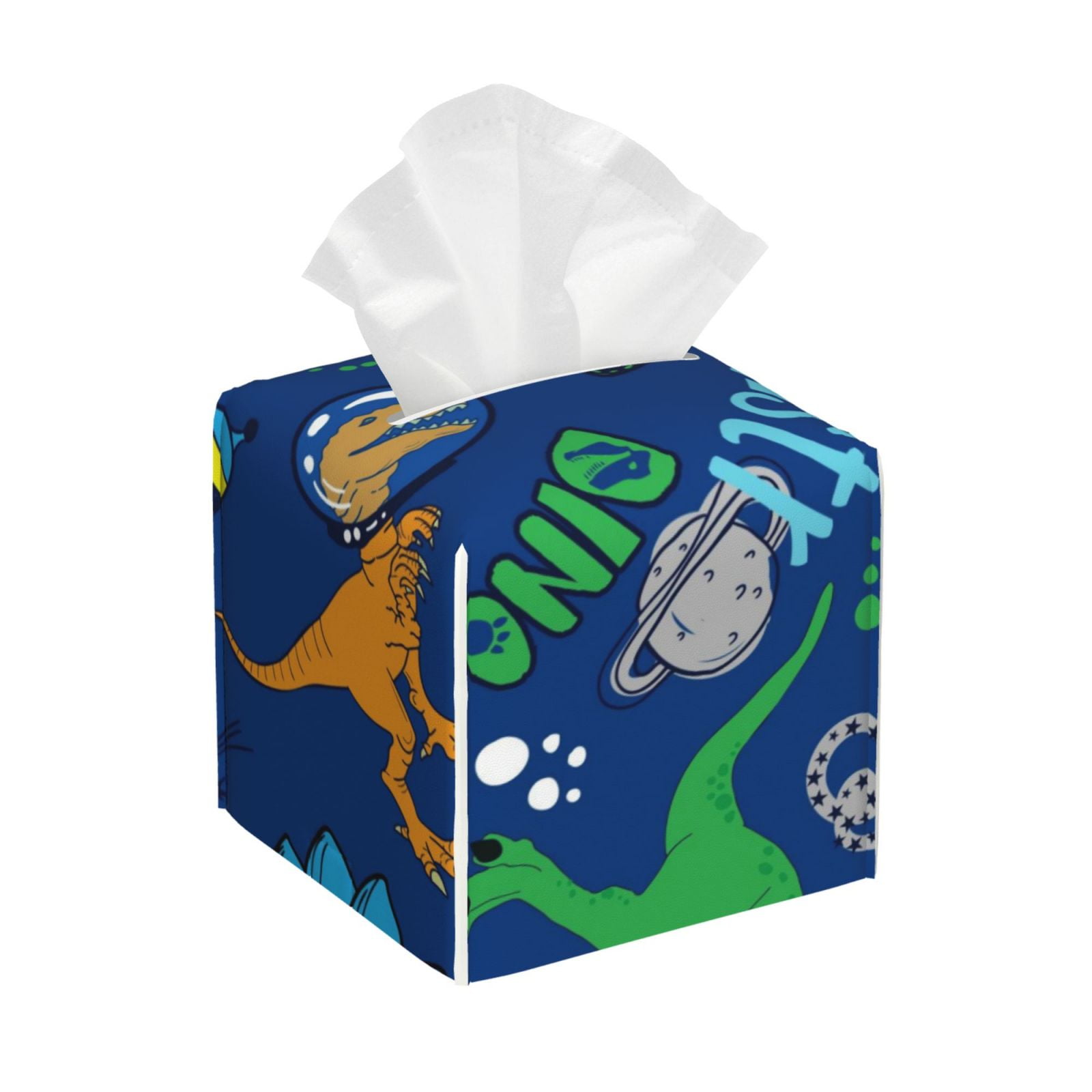 Gukieu Dinosaur In Space Print Leather Tissue Box, PVC Waterproof ...