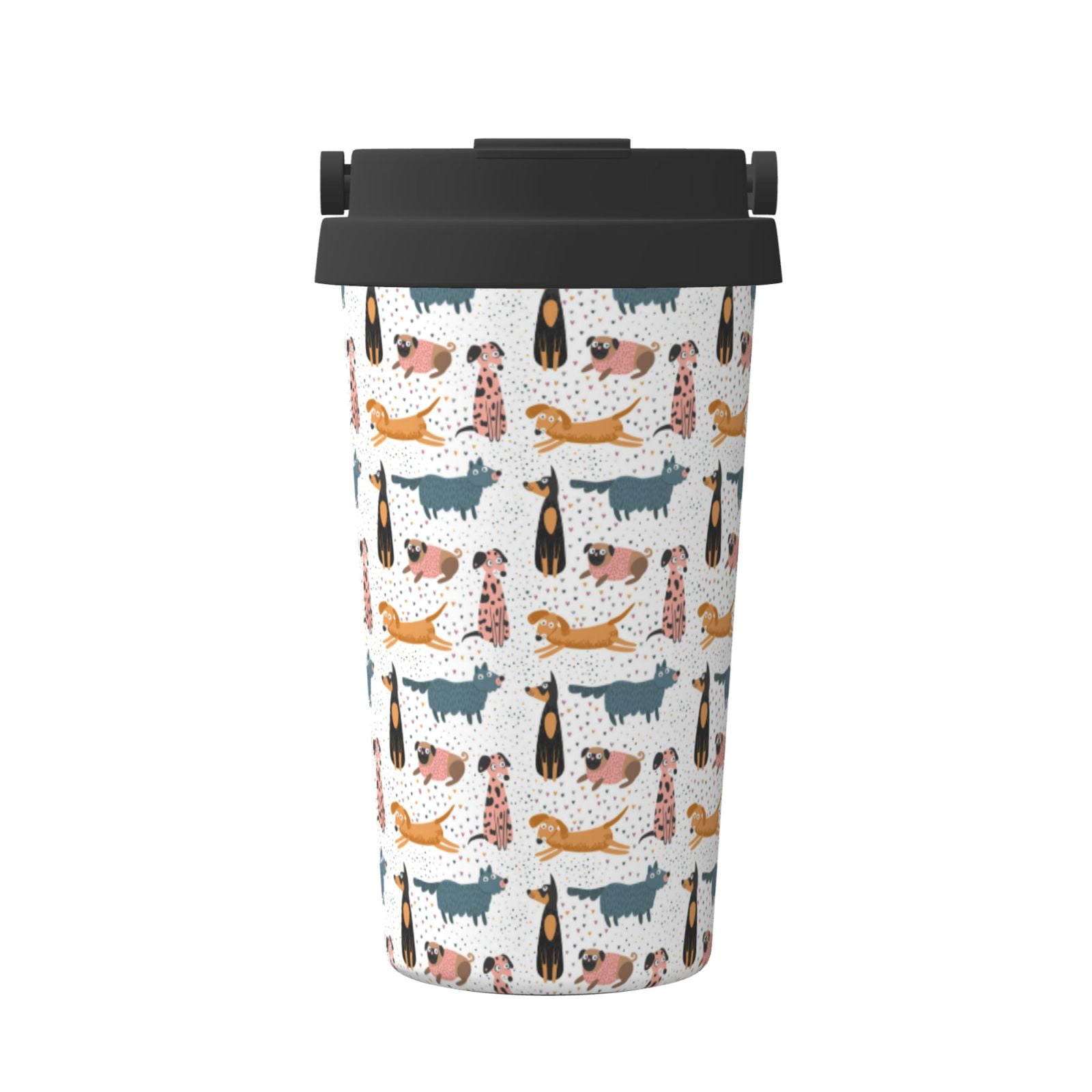 Gukieu Dogs Pug Print Insulated Coffee Cup, Portable Stainless Steel ...