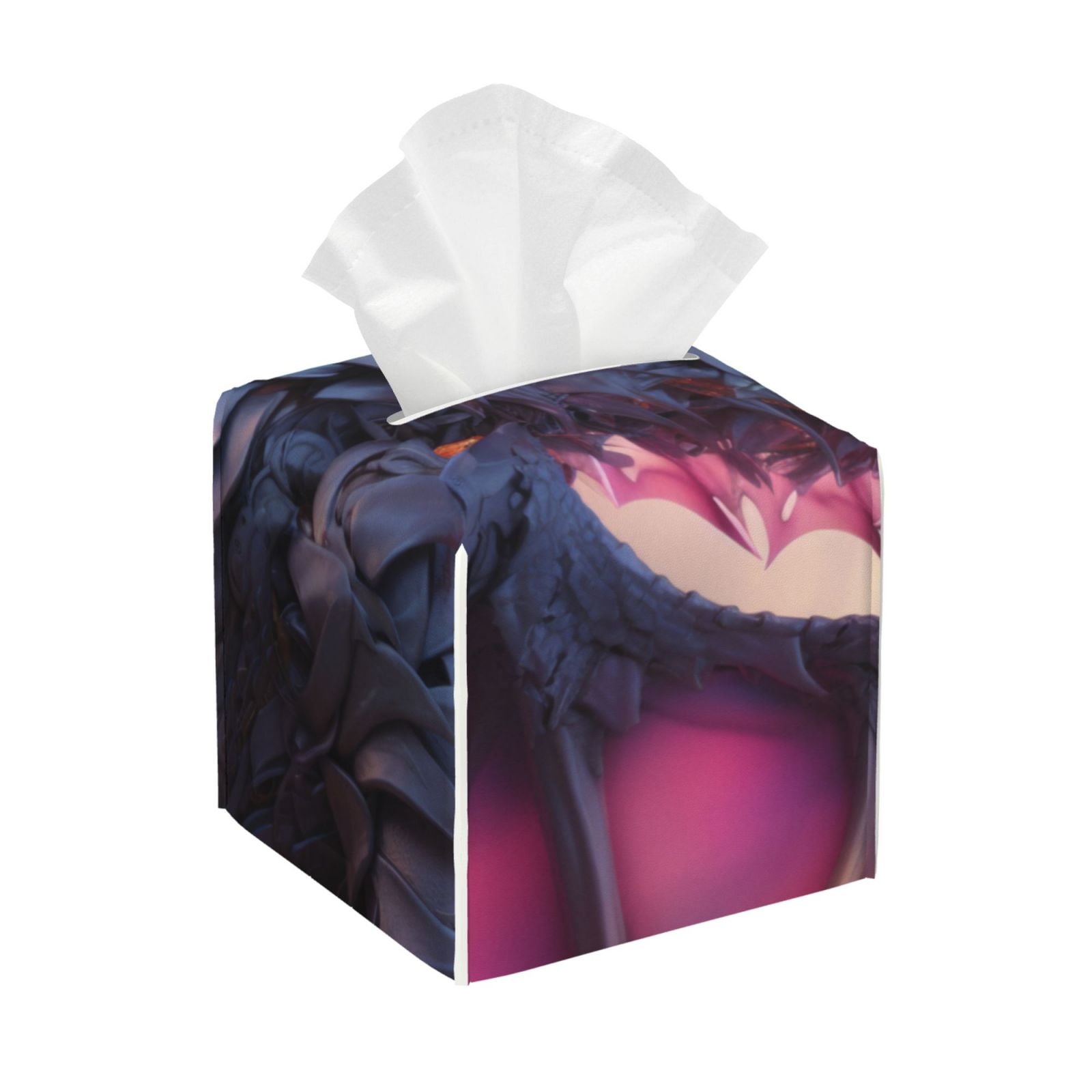 Gukieu Dragon Print Leather Tissue Box, PVC Waterproof Velcro Opening ...