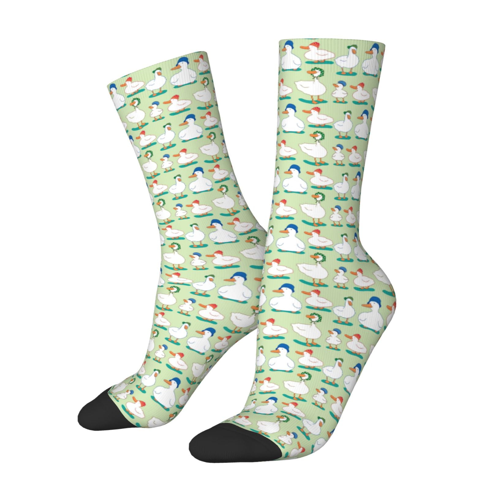 Gukieu Duck Print Contrast Color Mid-calf Socks, Sweat-wicking Athletic ...